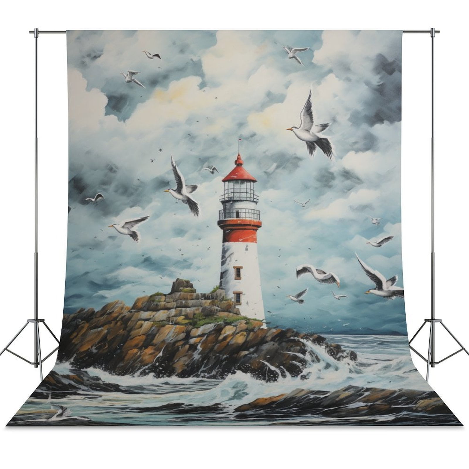 Lighthouse Coast Scenery Spring Backdrop Backdrops for Photography ...