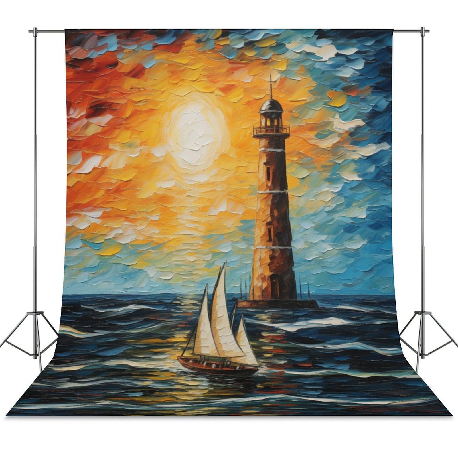 Lighthouse Coast Scenery Spring Backdrop Backdrops for Photography ...