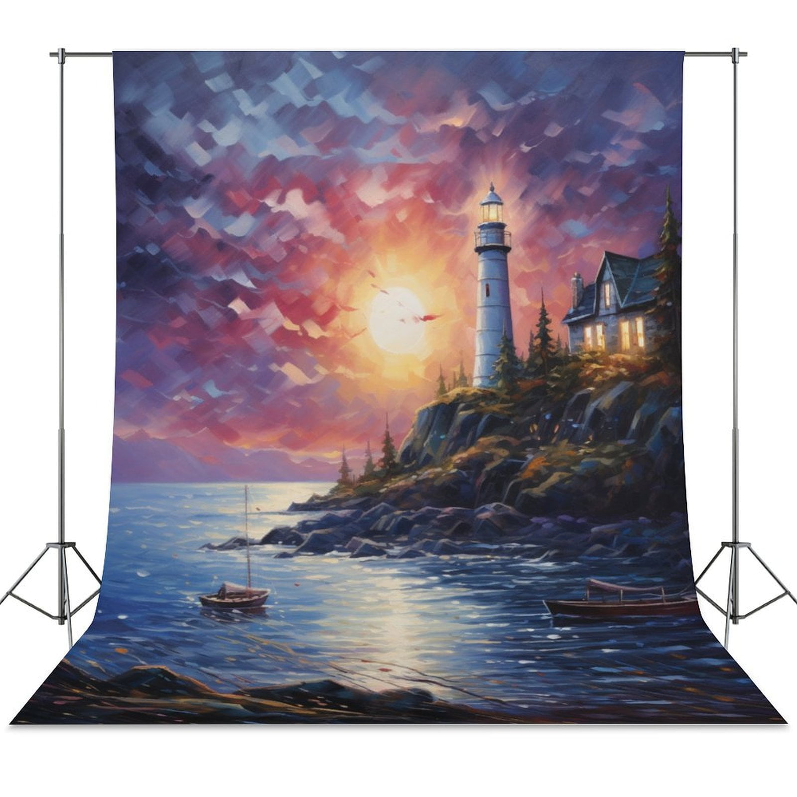 Lighthouse Coast Scenery Spring Backdrop Backdrops for Photography ...