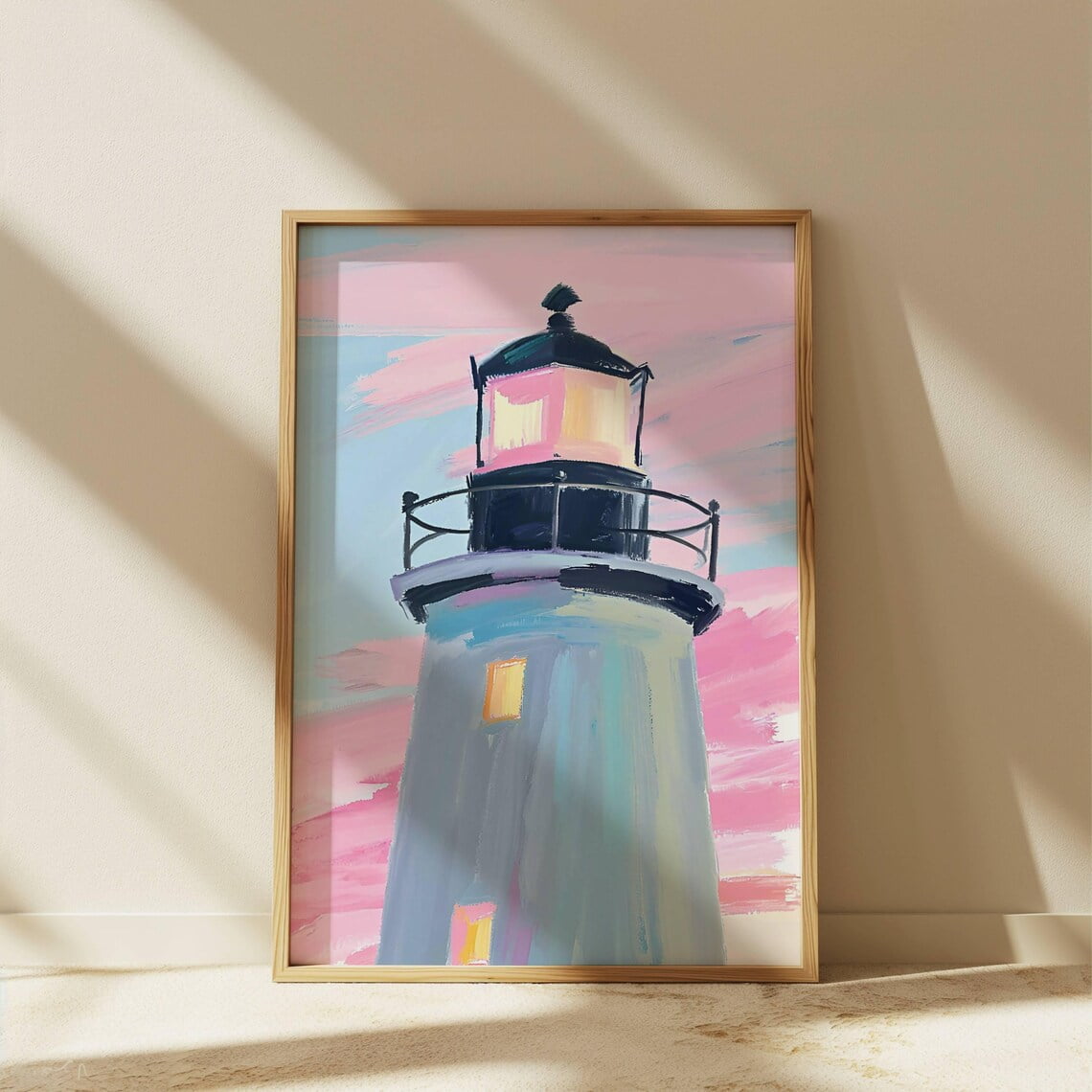 Lighthouse Coastal Art - Nautical Pastel Wall Decor, Rustic Fisherman ...