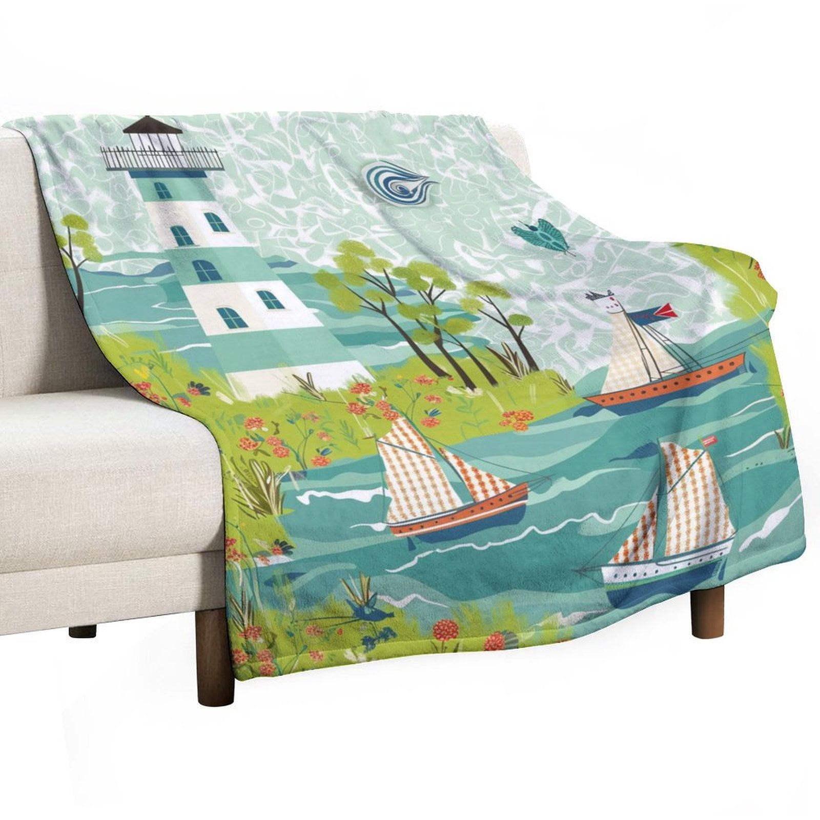 Lighthouse Coastal Scene-4 Flannel Blanket Lightweight Blanket for ...