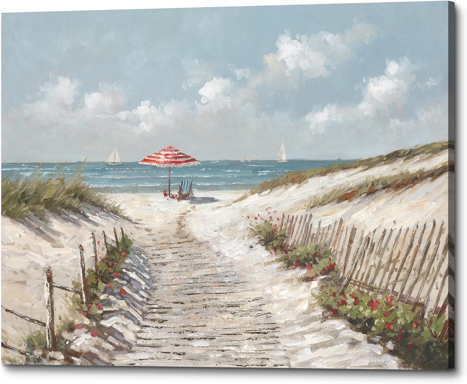 Lighthouse Coastal Wall Art Canvas: Nautical Beach Seaside Pictures ...