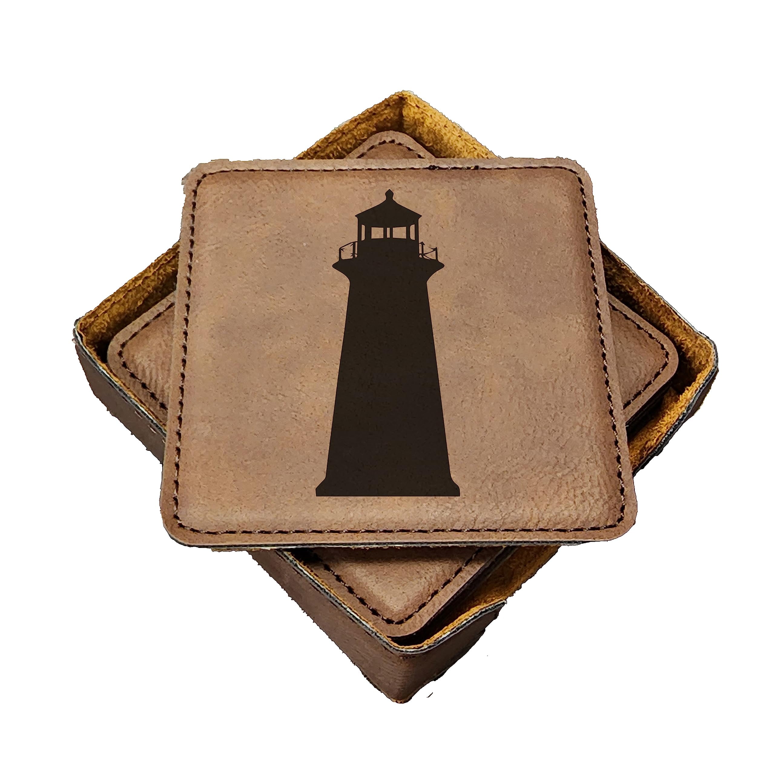 Lighthouse Coasters - Handmade Coasters Set of 6 - Engraved Barware ...