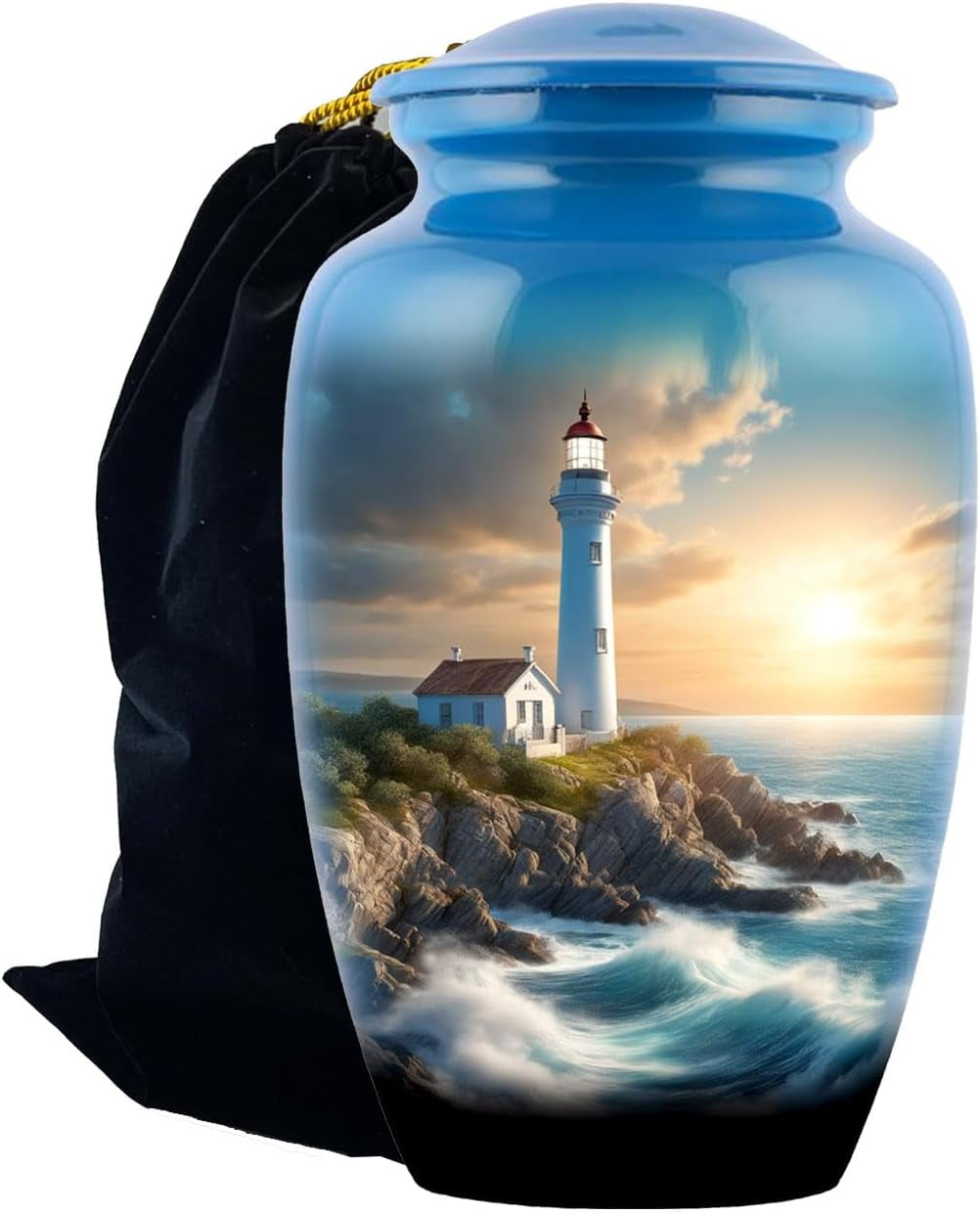 Lighthouse Cremation Urn - Sunset Funeral Urn for Human Ashes - Hand ...