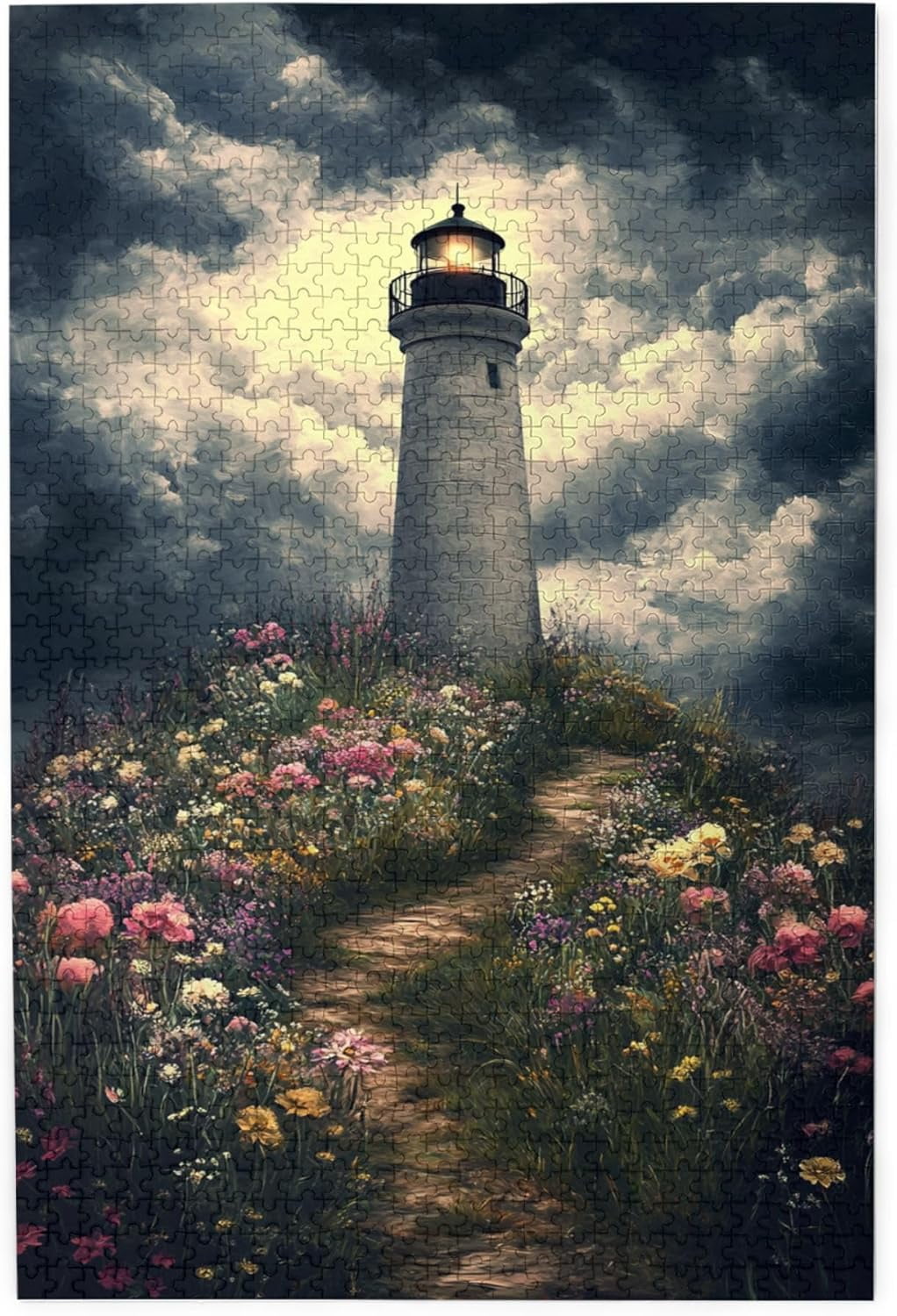 Lighthouse with Dark Clouds Puzzles for Adults,High Difficulty Puzzle ...