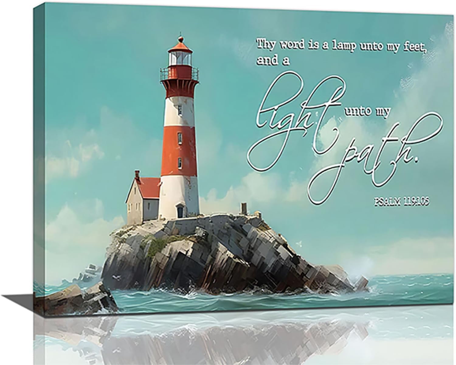 Lighthouse Decor Coastal Nautical Wall Art Ocean Bible Verse Pictures ...