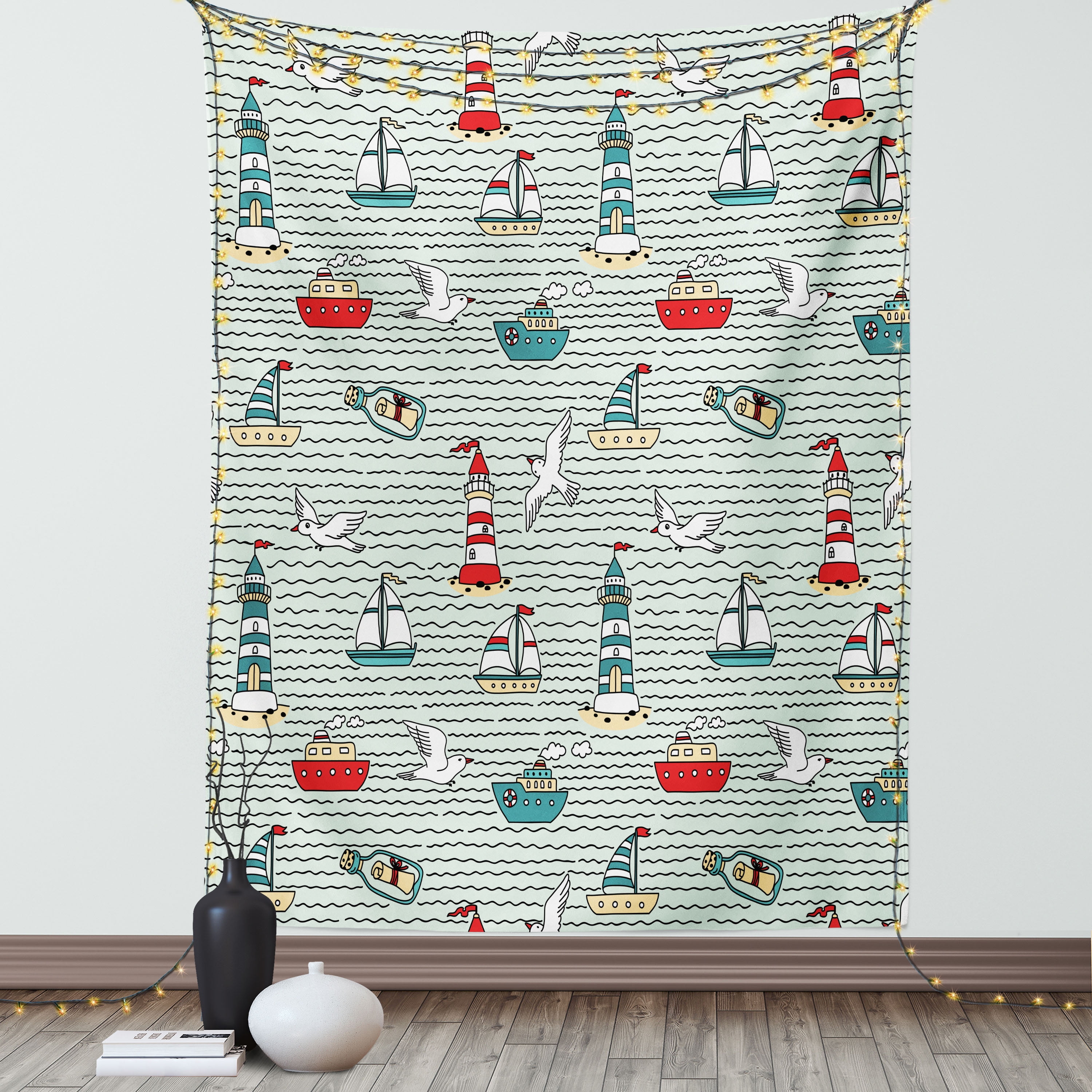 Lighthouse Decor Wall Hanging Tapestry, Seagulls Lighthouses Message in ...