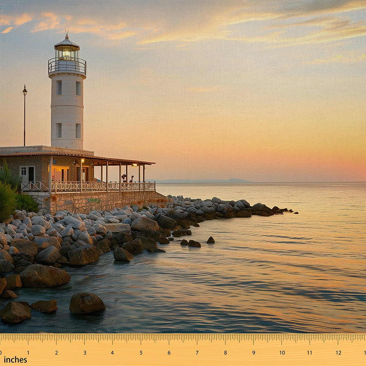 Lighthouse Decorative Fabric,Ocean Sunset Indoor Outdoor Fabric ...