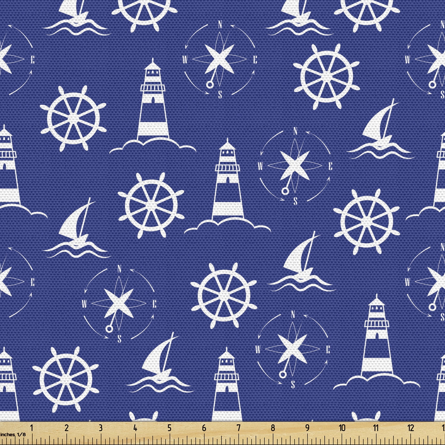 Ambesonne Lighthouse Fabric by the Yard Upholstery, Maritime ...