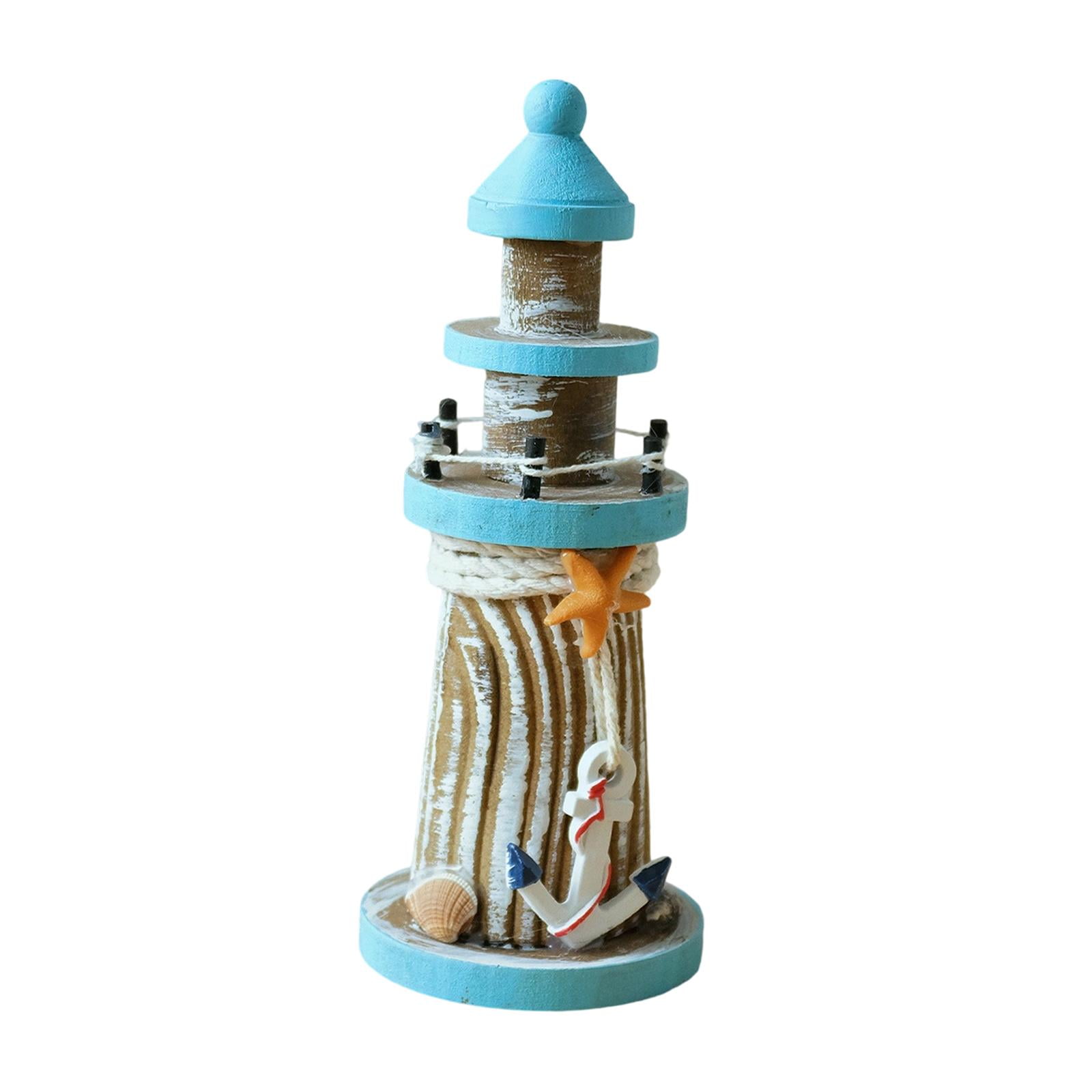 Lighthouse Figurine Desktop Sculpture Wooden Material for Home Office ...
