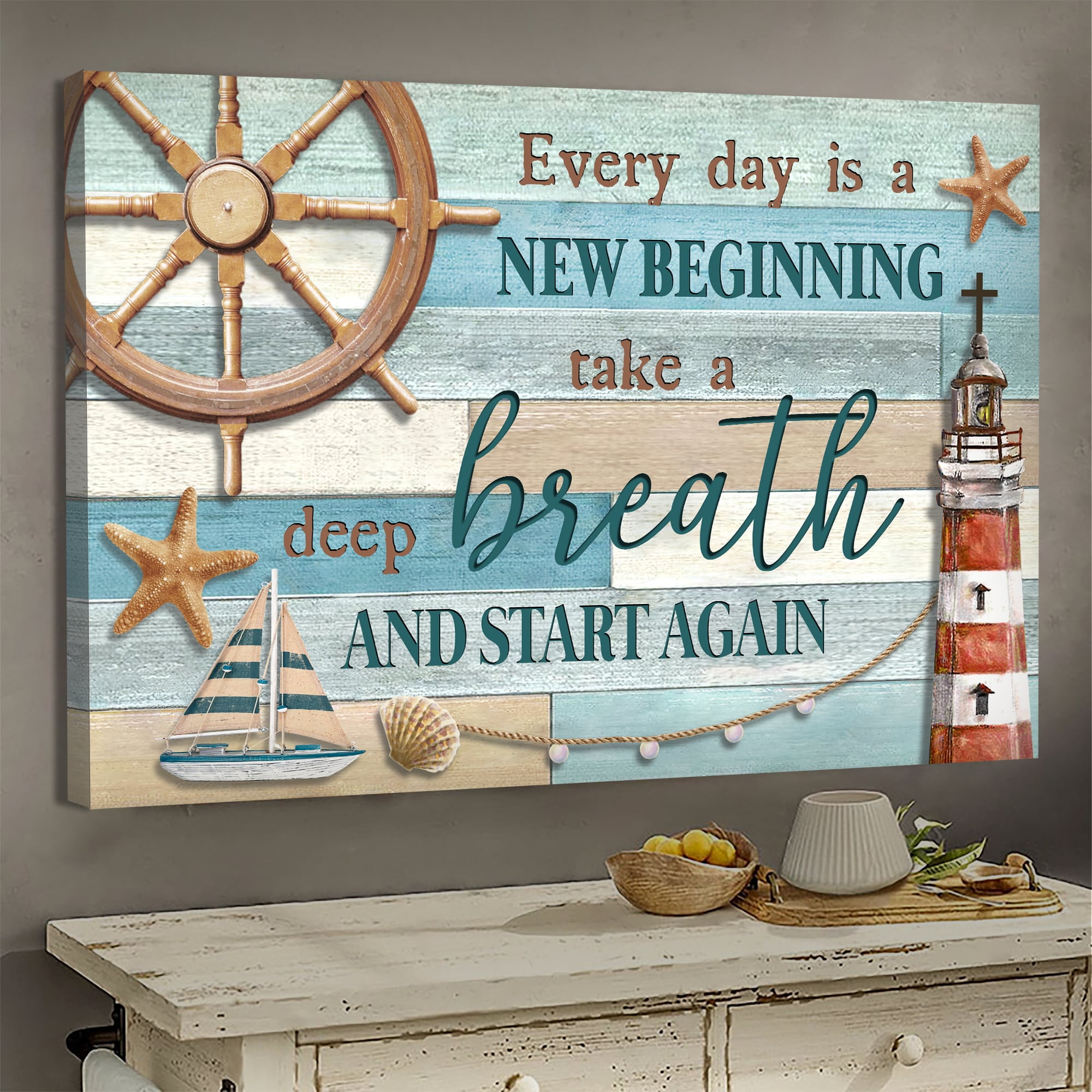Lighthouse, Helm, Boat, Every Day Is A New Beginning - Jesus Landscape ...