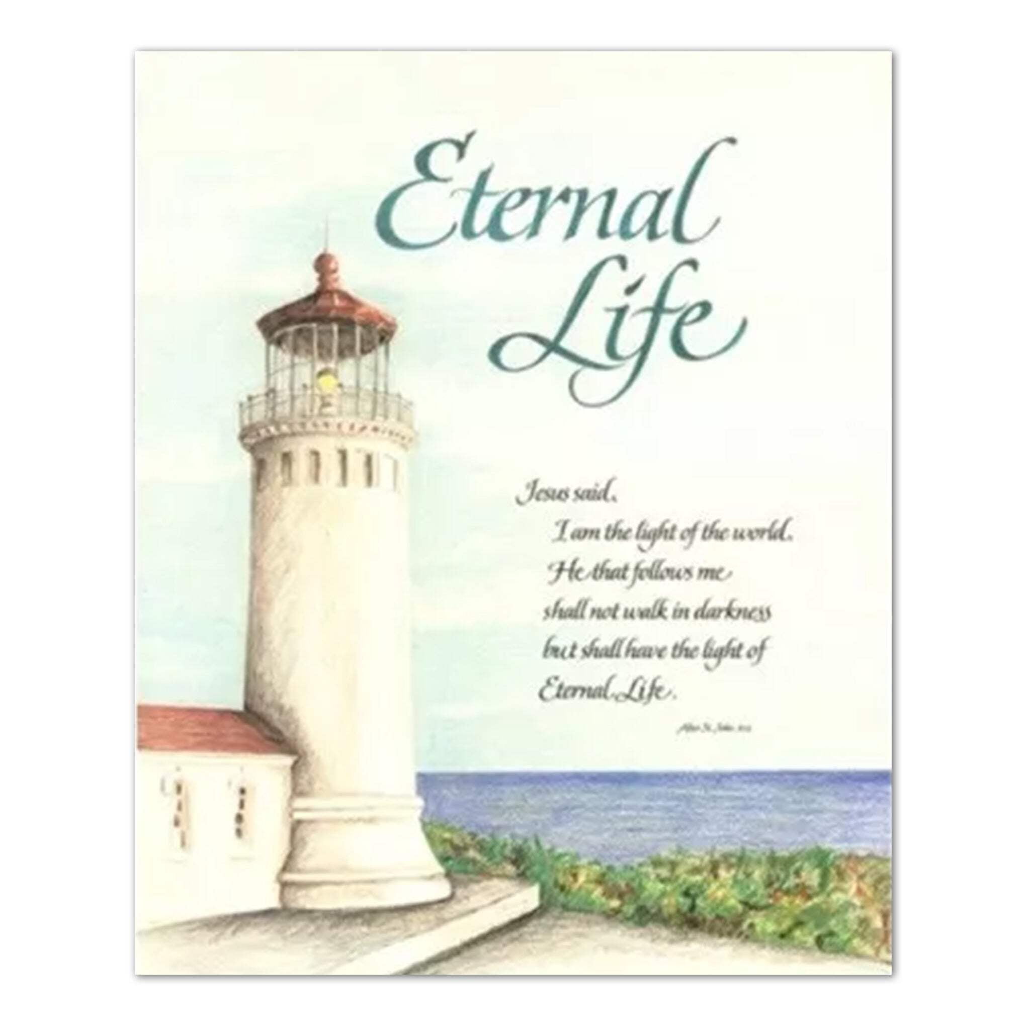 Lighthouse Lake Jesus Christ Wall Picture Art Print - Walmart.com