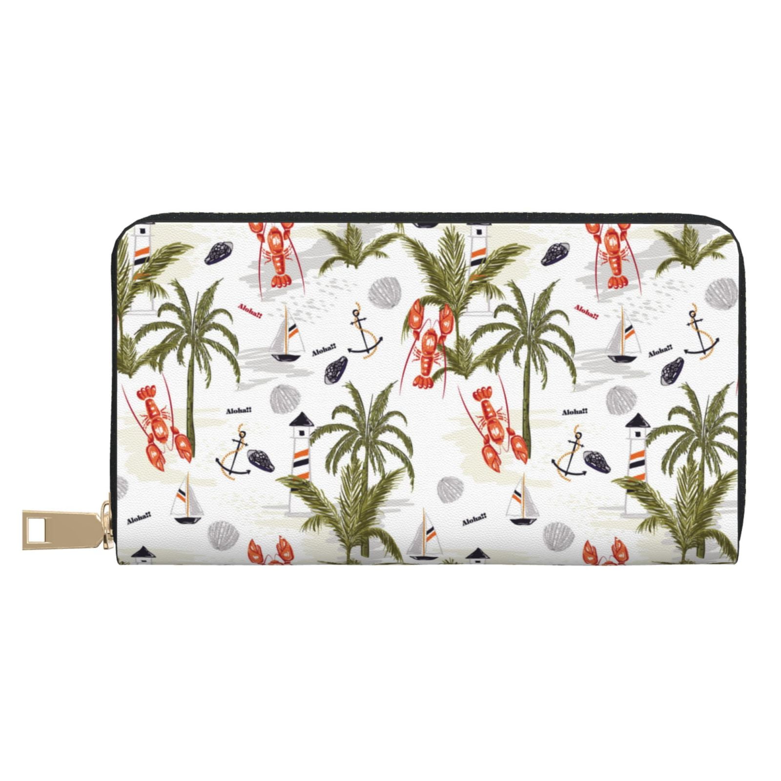 Lighthouse Lobster Anchor Tropical Wallet Women, Leather Bifold Multi ...
