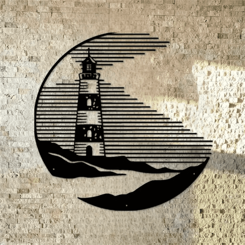 Lighthouse Metal Wall Art, Black Coastal Indoor Outdoor Decor - Walmart.com