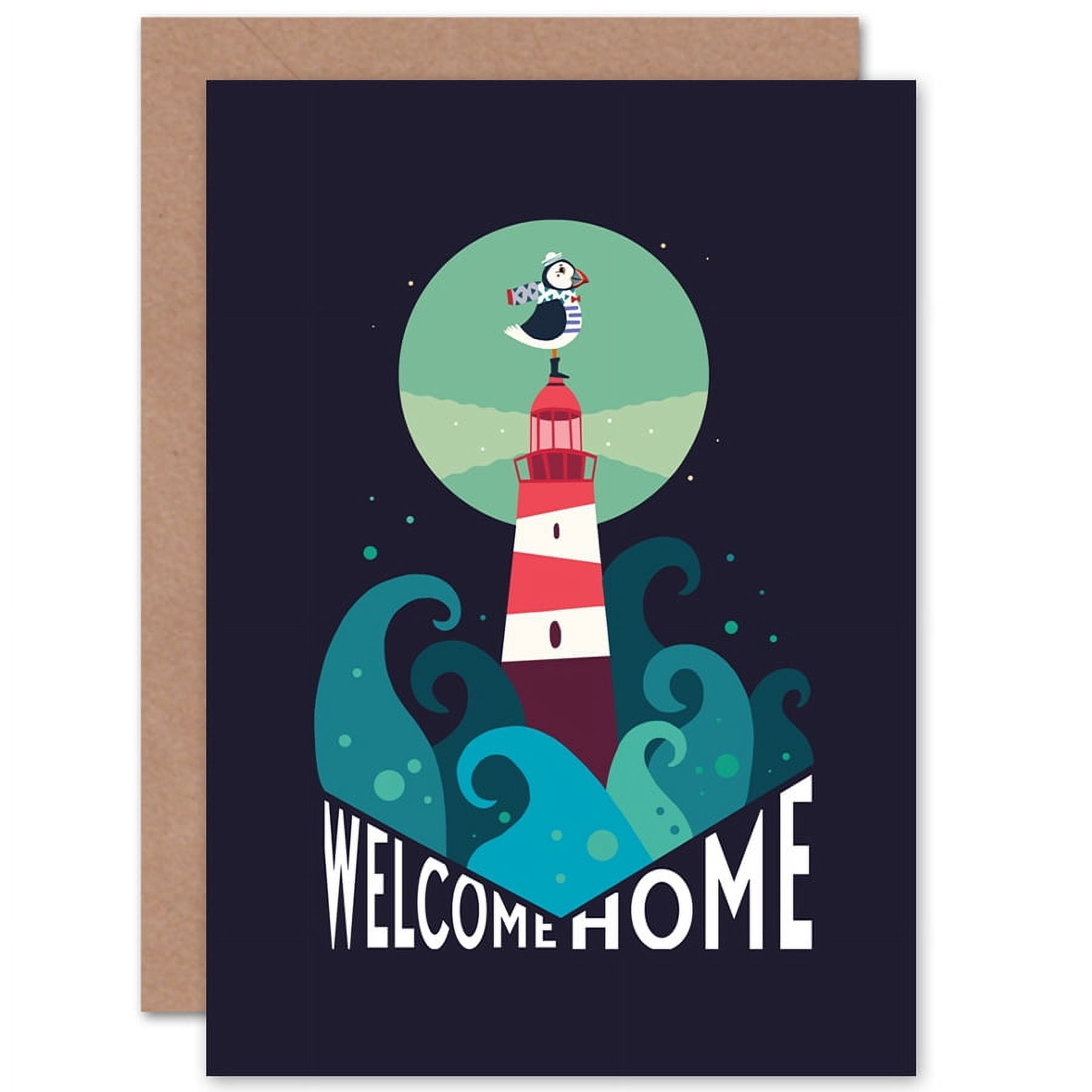 Lighthouse Nautical Welcome Home Greetings Card Plus Envelope Blank ...