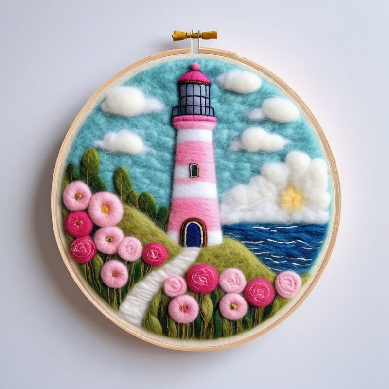 Lighthouse Needle Felting Set, Beginner Felt Painting Set, With Wool ...