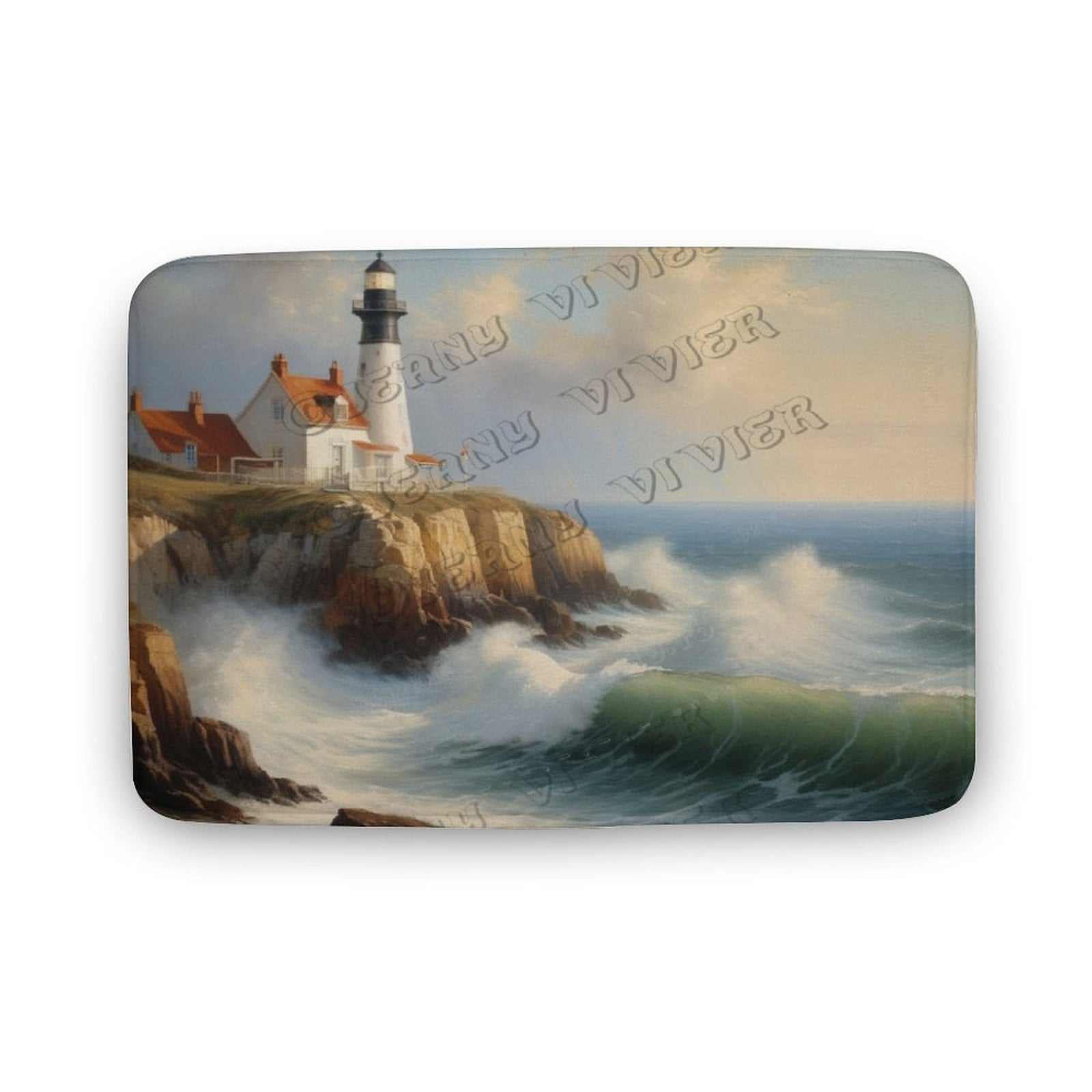 Lighthouse Ocean Wave Printed Bathroom Rug Non Slip Bath Mat Machine ...