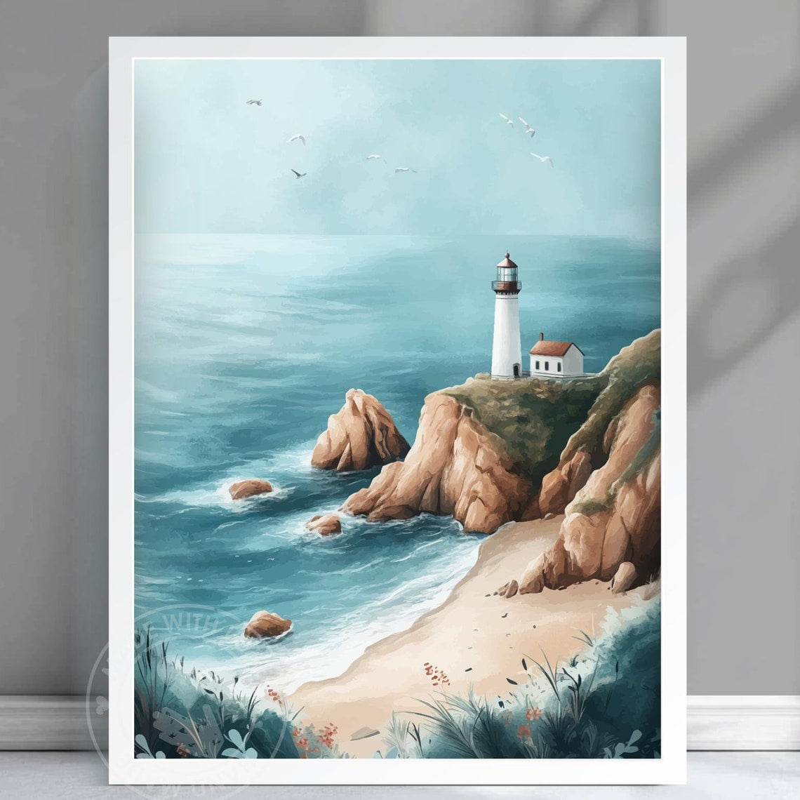 Lighthouse Poster, Coastal Art Print, Beach House Poster, Bathroom Art ...