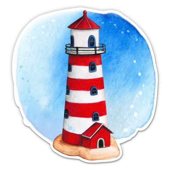 Lighthouse Pretty Watercolor - 12" Vinyl Sticker Waterproof Decal ...