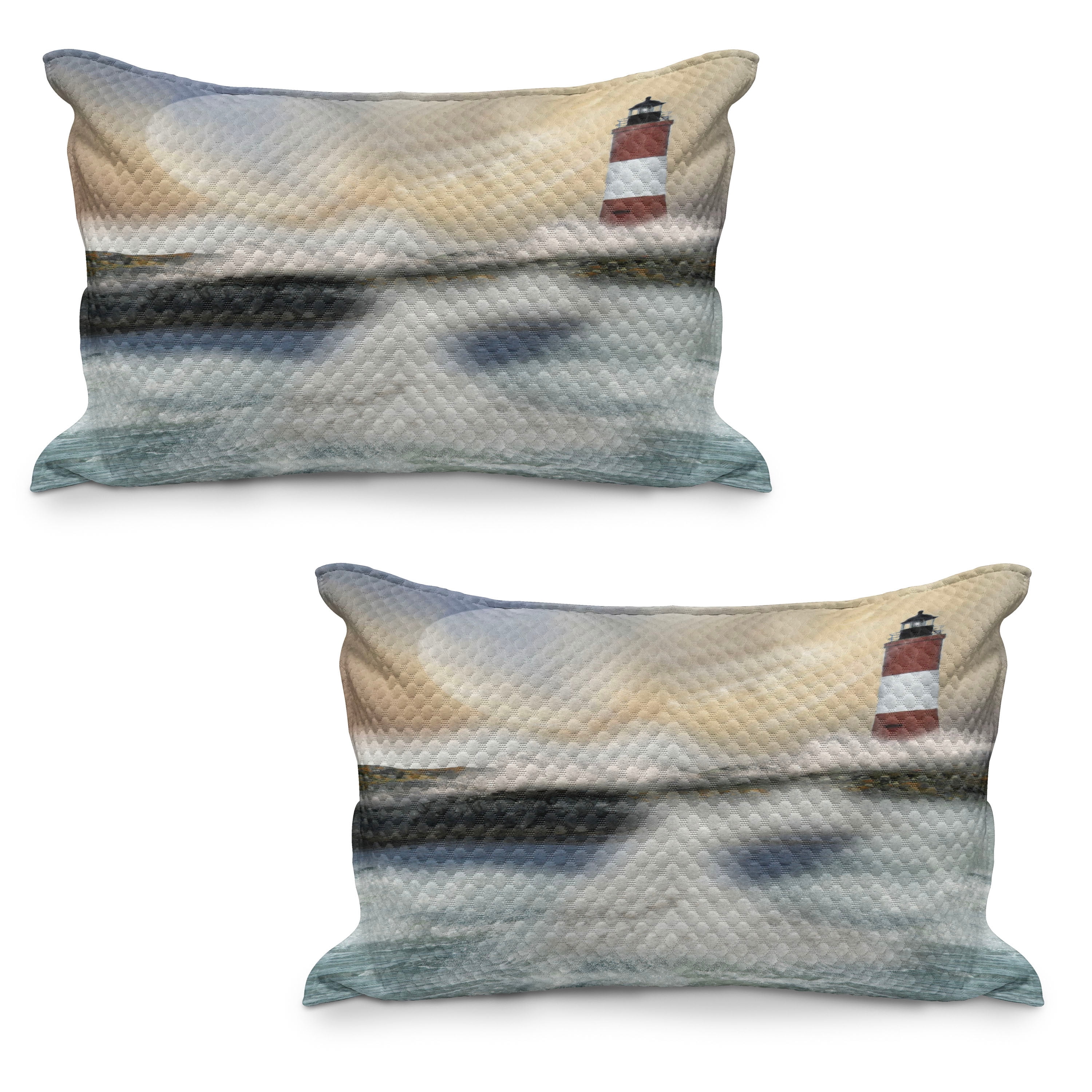 Lighthouse Quilted Pillowcover Set of 2, Oil Painting Style Art of ...