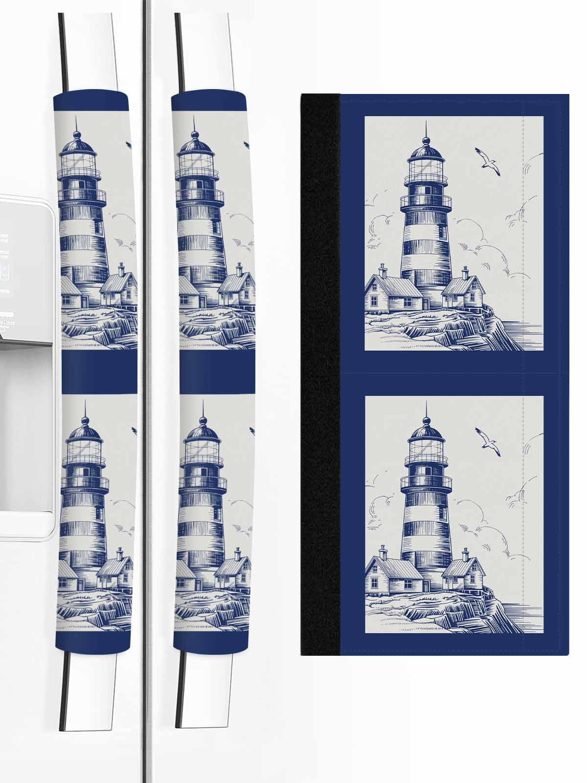 Lighthouse Refrigerator Door Handle Covers Set of 2, Ocean Seagull ...