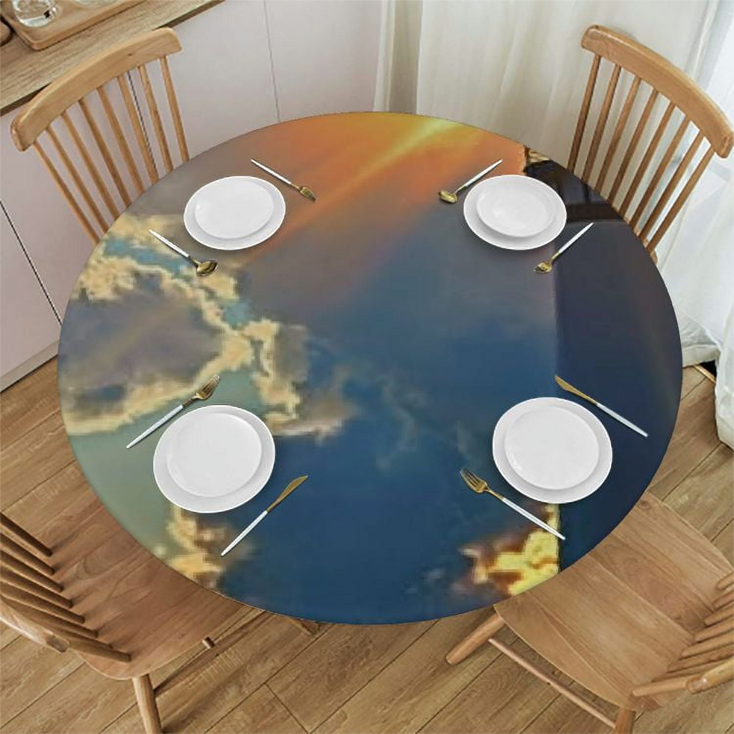 Lighthouse Round Fitted Tablecloth Cover,Exotic Landscape Design ...