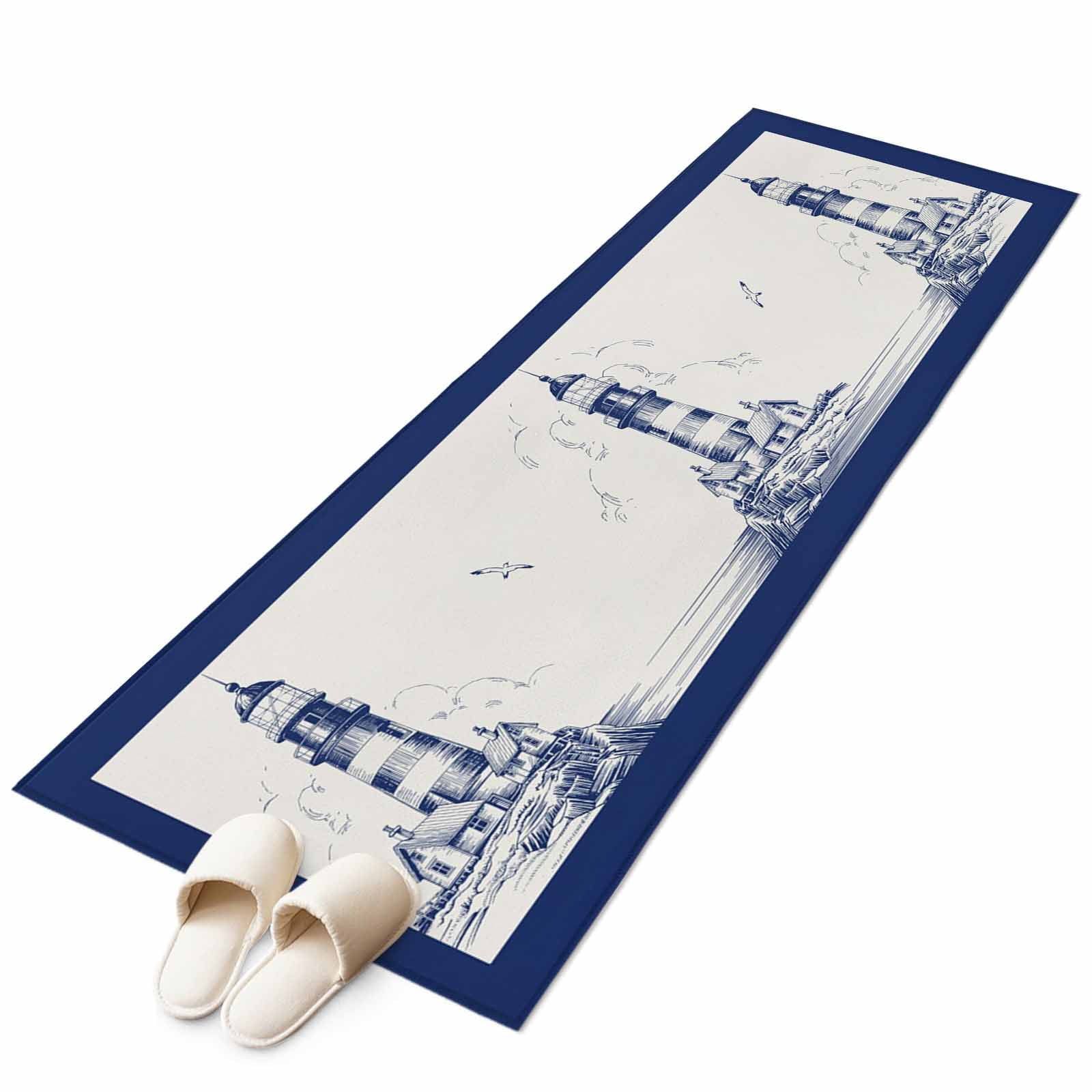 Lighthouse Runner Rug 2x6 FT, Non Slip Hallway Carpet, Ocean Seagull ...