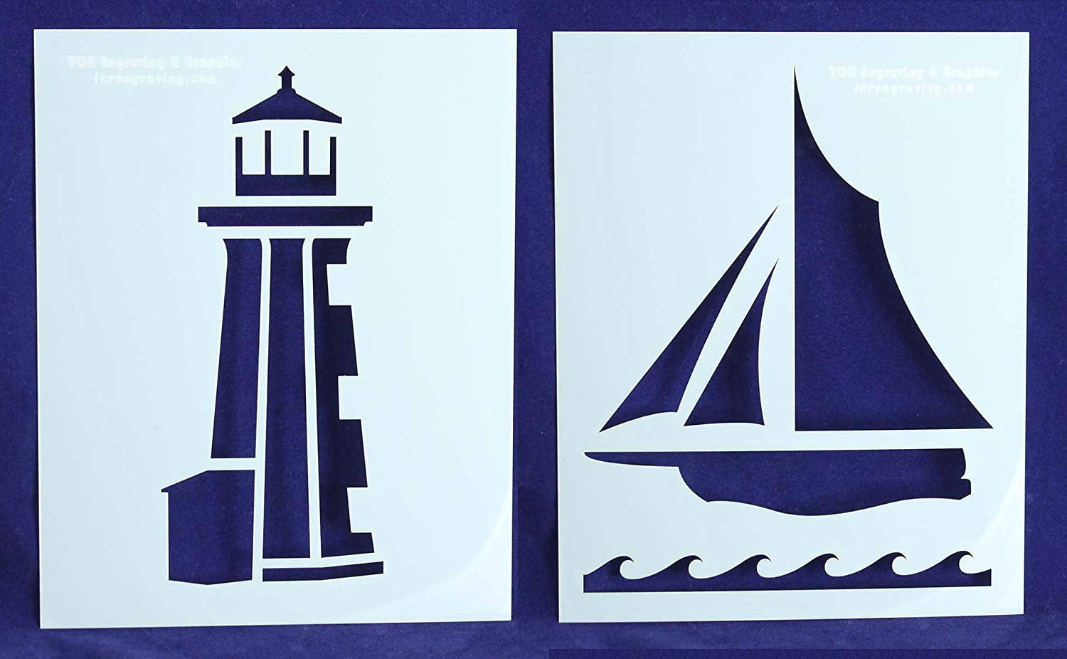 Lighthouse/Sailboat Stencils Mylar 2 Pieces of 14 Mil 8 X 10 Inches ...