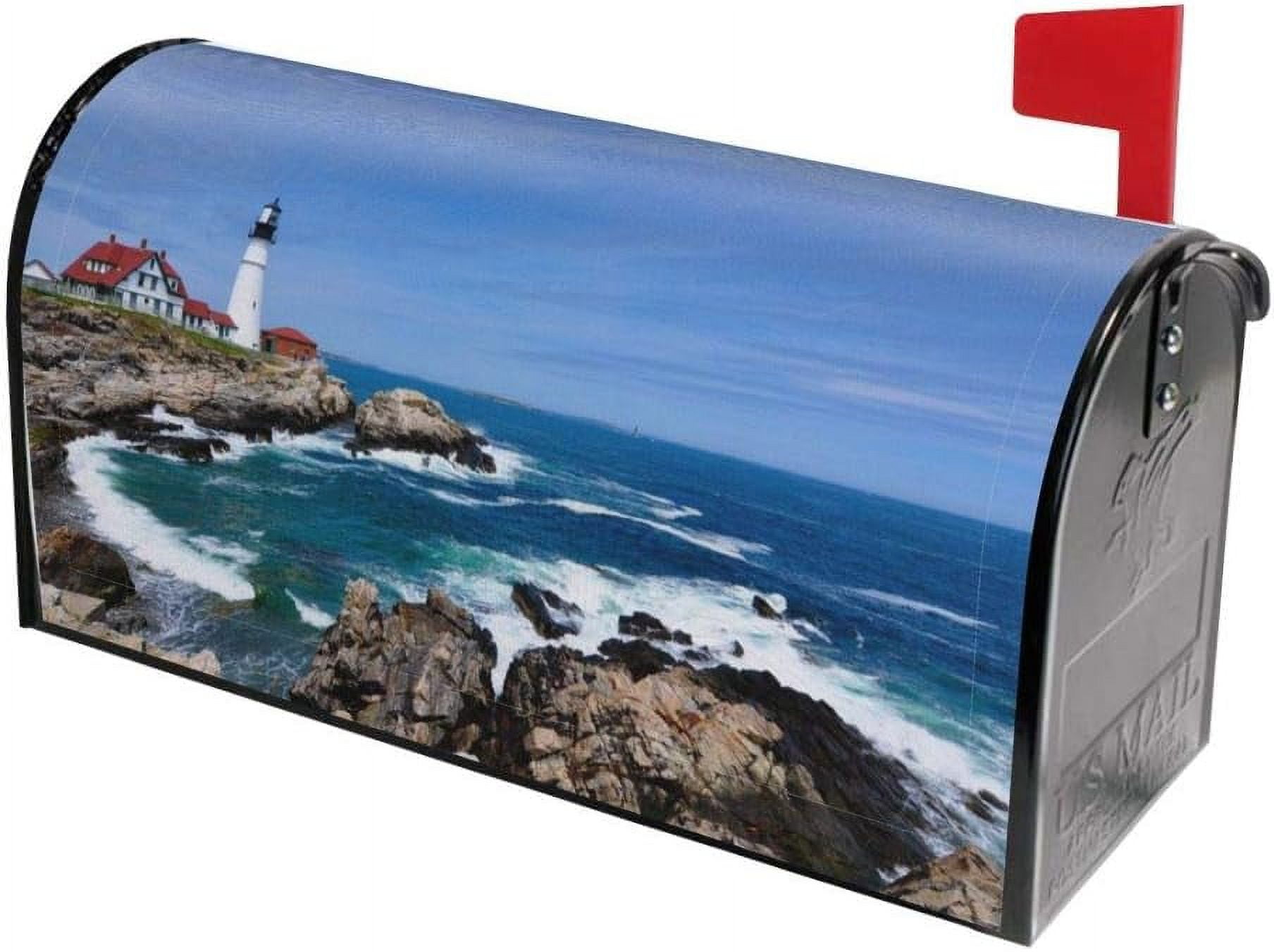 Lighthouse Scenery Sea Wave White Cloud Mailbox Covers Magnetic Post ...