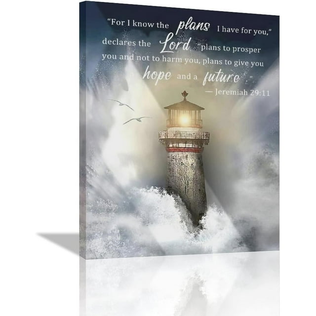 Lighthouse Scripture Wall Art Nautical Bible Verse Christian Wall Decor ...