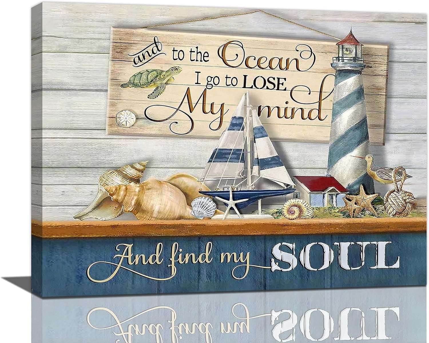 Lighthouse Seashell Wall Art Beach Saioat Coastal Ocean Turtle Pictures ...