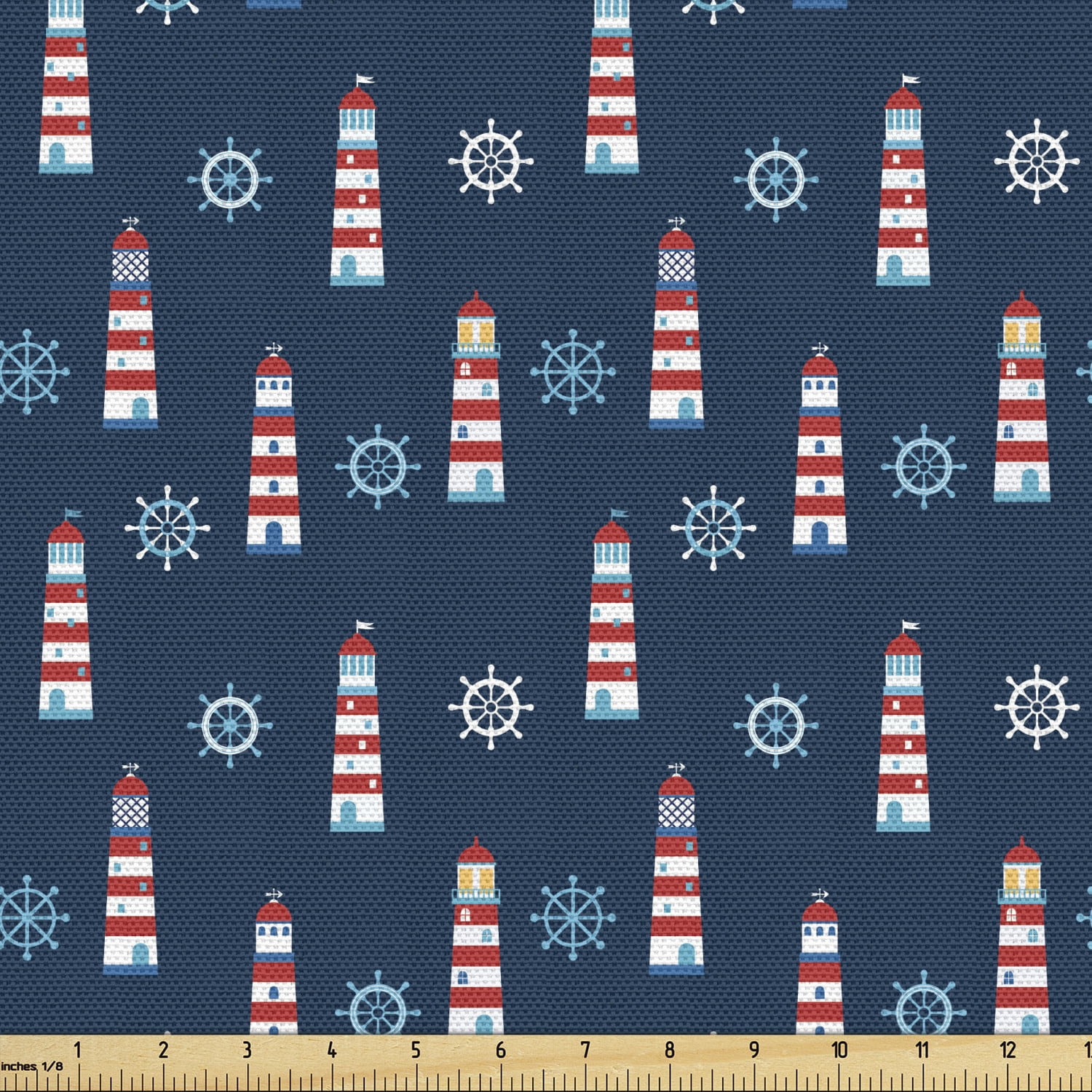 Ambesonne Lighthouse Fabric by the Yard Upholstery, Abstract Aqua ...