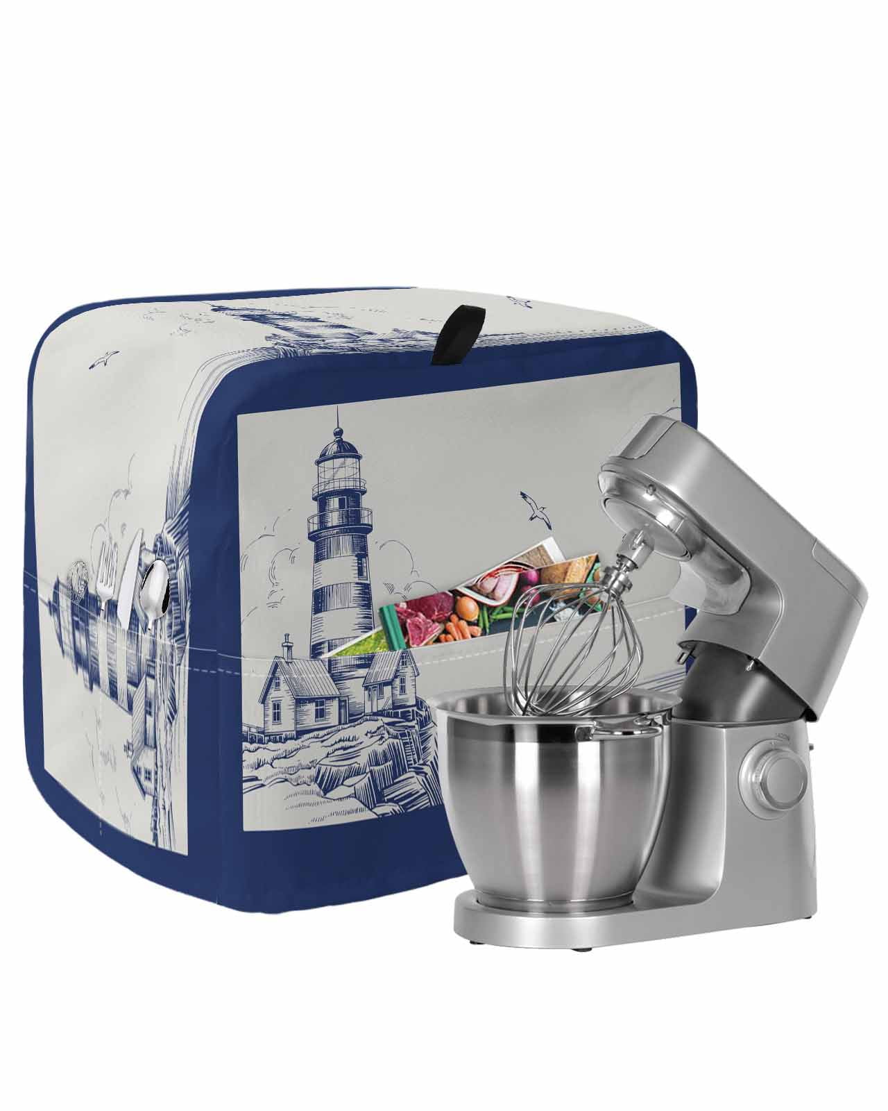 Lighthouse Stand Mixer Dust Cover with Storage Pocket & Handles,Ocean ...