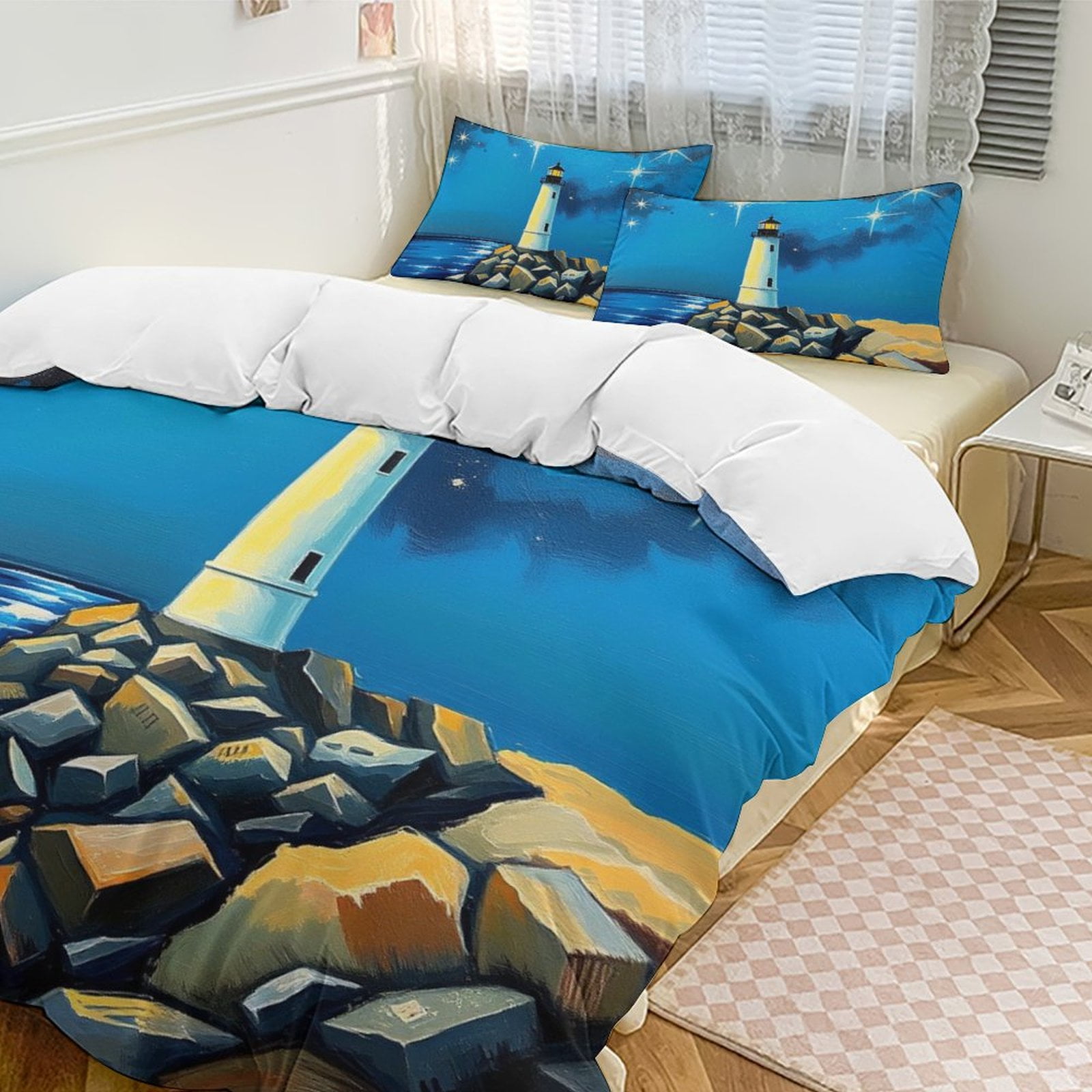 Lighthouse Starry Night Sea Bedding Comforter Set Quilt Bedding Set ...