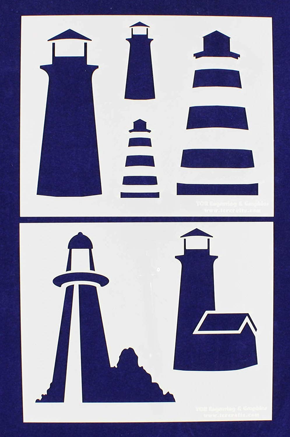 Lighthouse Stencils 2 Piece Set - 14 Mil -8" X 10" - Painting /Crafts ...