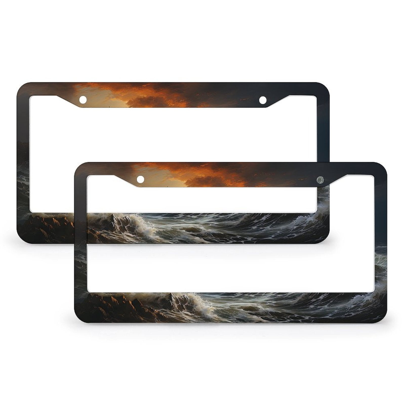 Lighthouse Storm License Plate Frame - 2 Pack Tags Frames Holder Covers ...