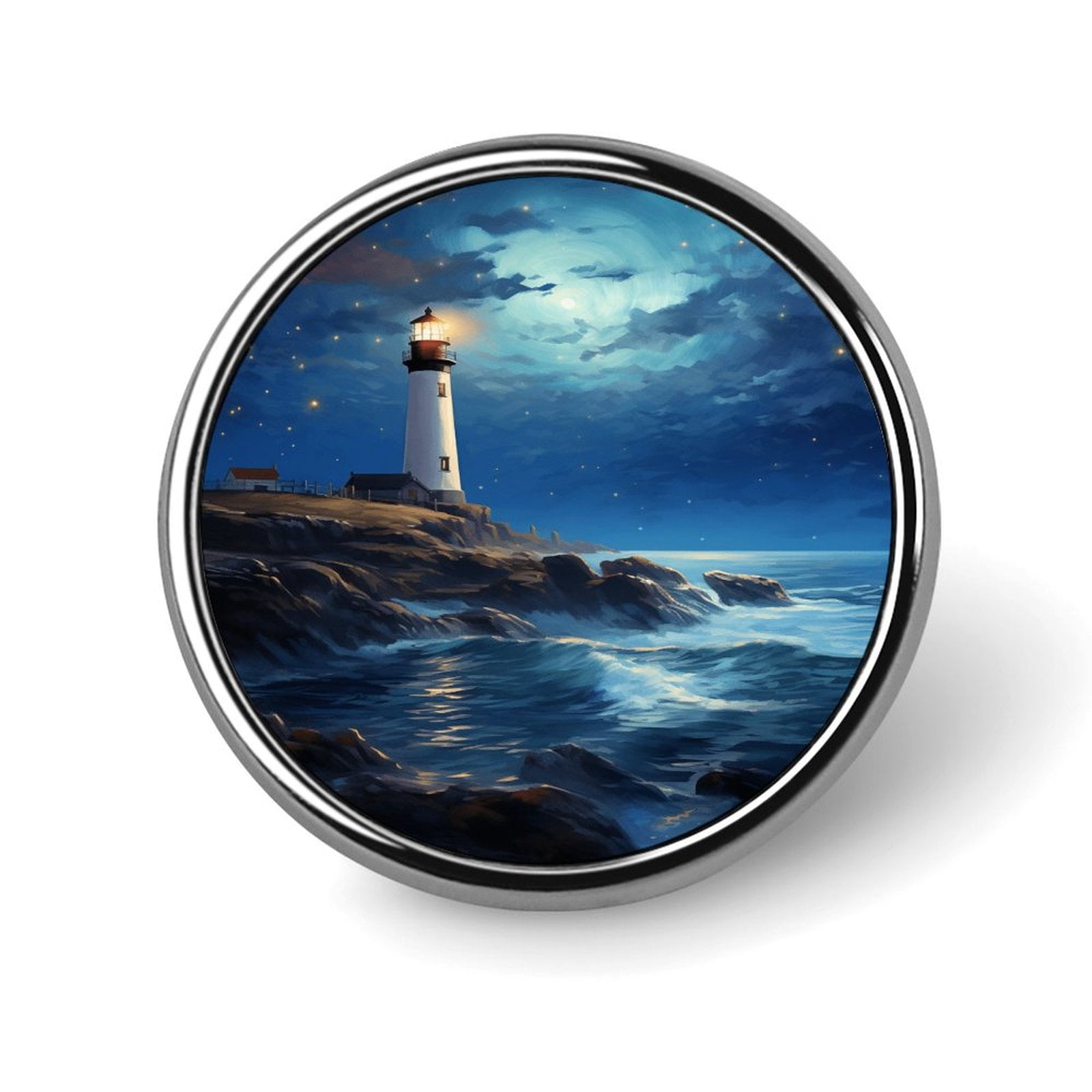 Lighthouse Sunrise Coast Scenery Pale Blue Tan Aluminium Alloy Round ...