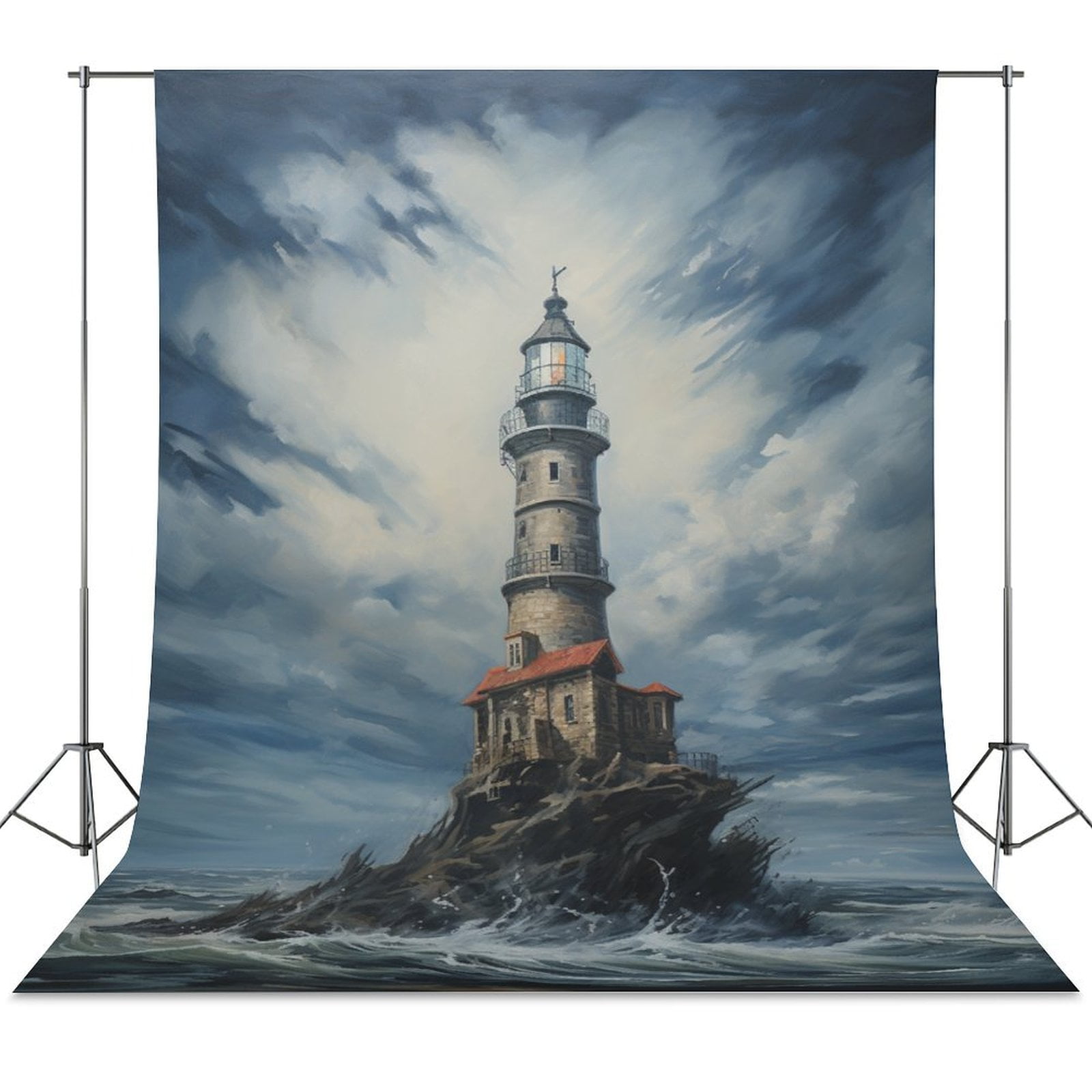Lighthouse Sunrise Coast Scenery Pale Blue Tan Backdrops for ...