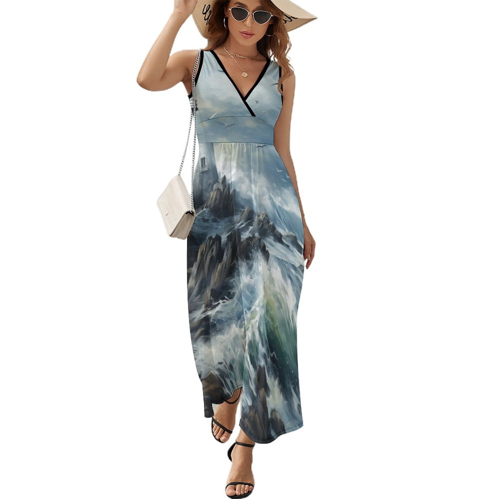 Lighthouse Sunrise Coast Scenery Pale Blue Tan King Size Sleeveless ...