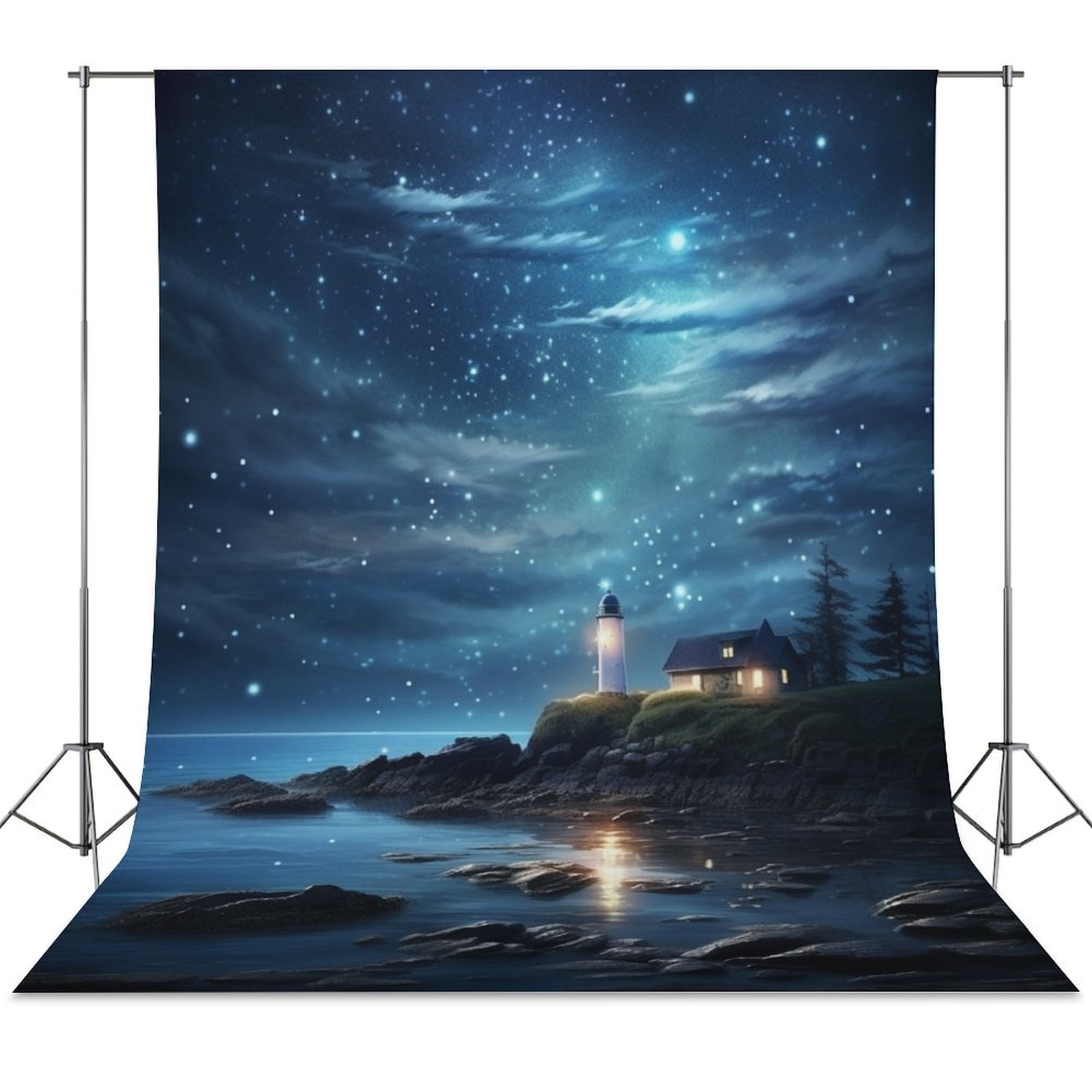 Lighthouse Sunrise Coast Scenery Pale Blue Tan Spring Backdrop ...