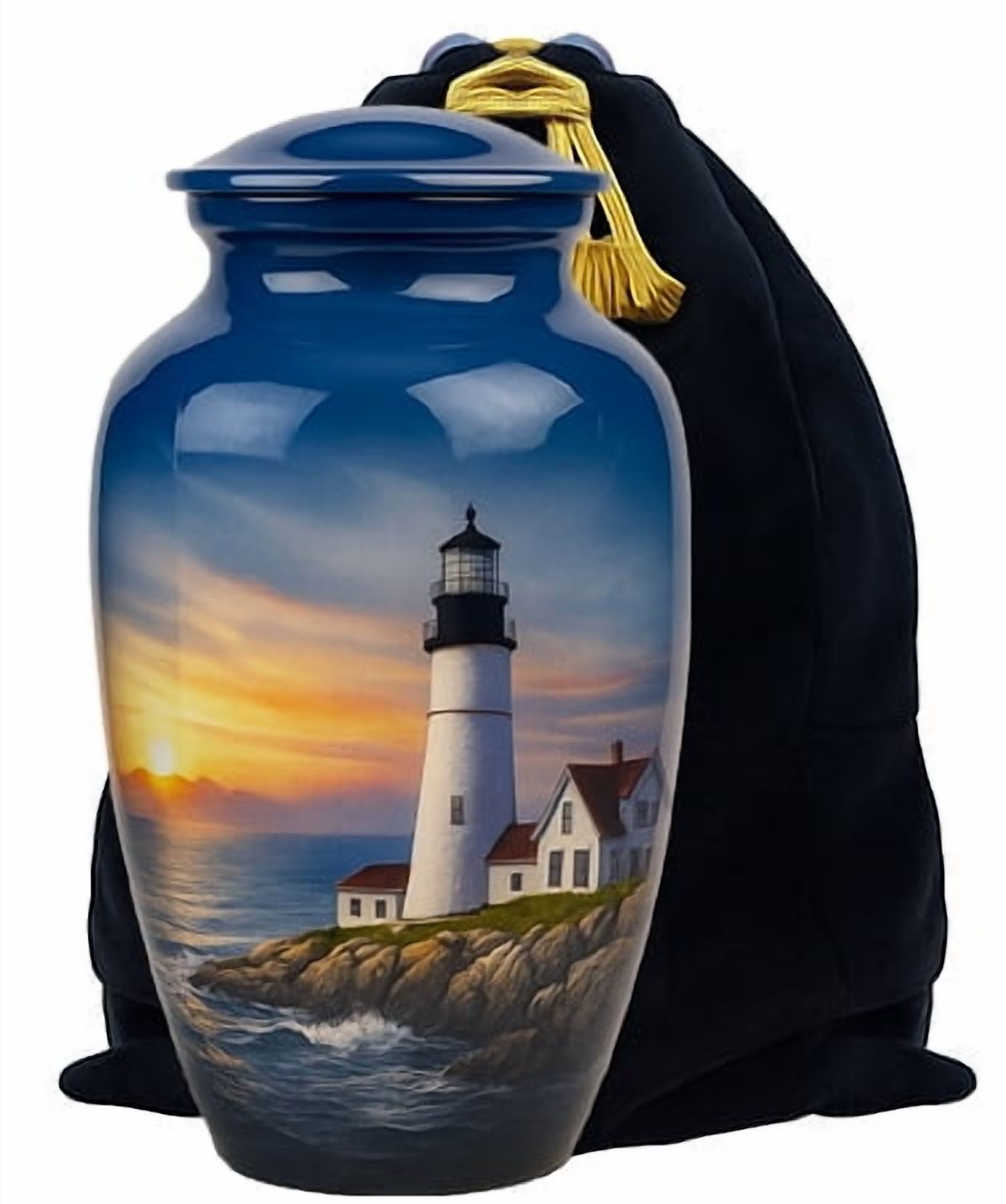 Lighthouse Urn, Cremation Urn for Ashes, Hand Painted Adult Beach Urn ...