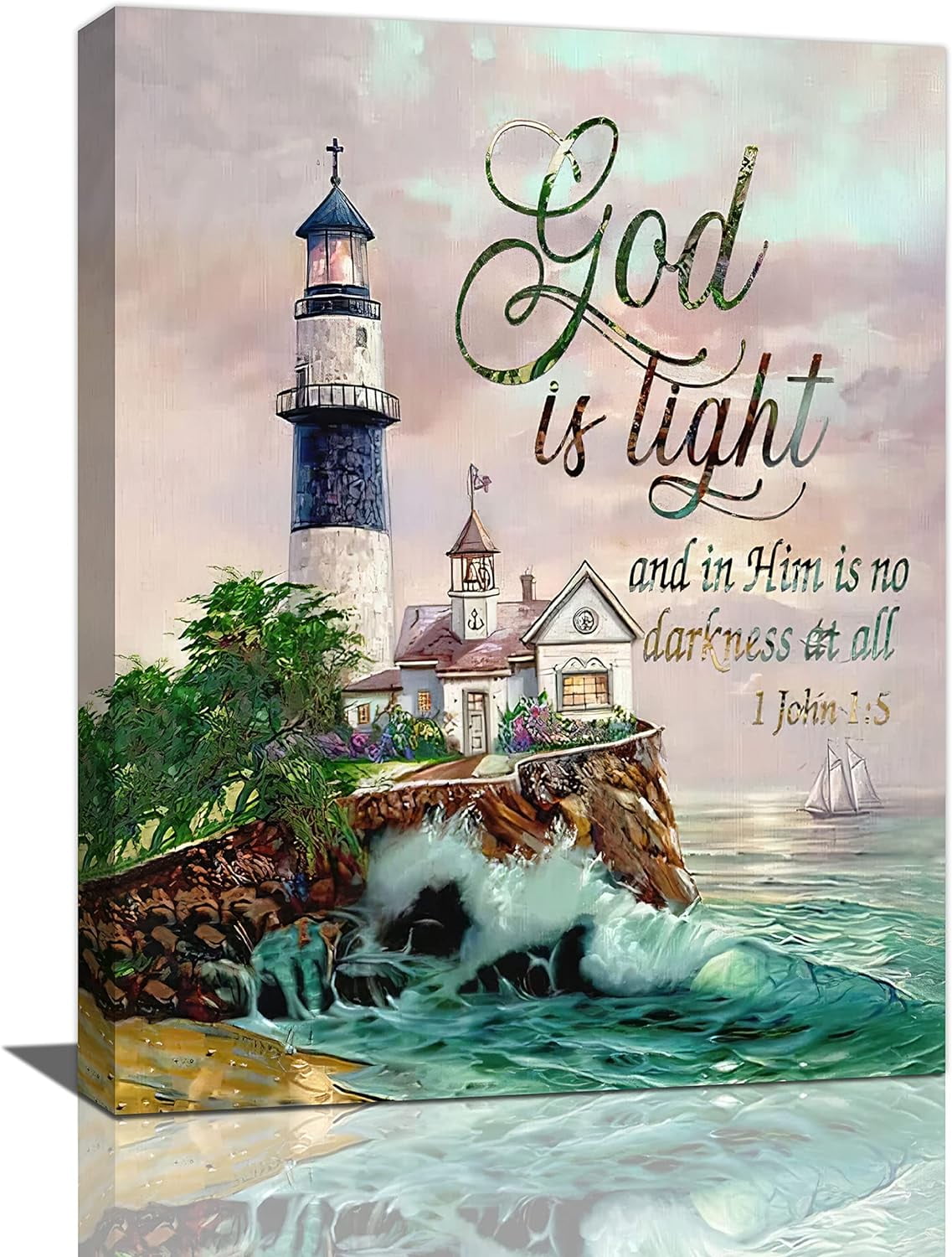 Lighthouse Wall Art Christian Beach Nautical Coastal Bible Verse ...