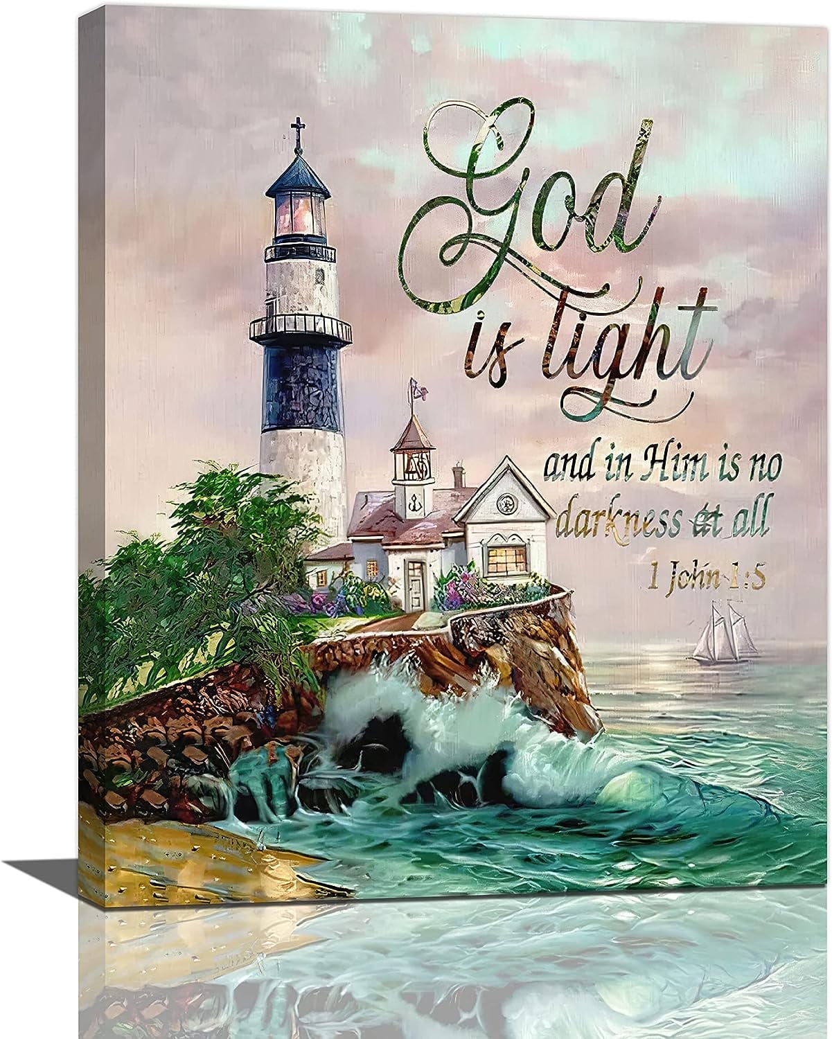 Lighthouse Wall Art Christian Beach Nautical Coastal Bible Verse ...