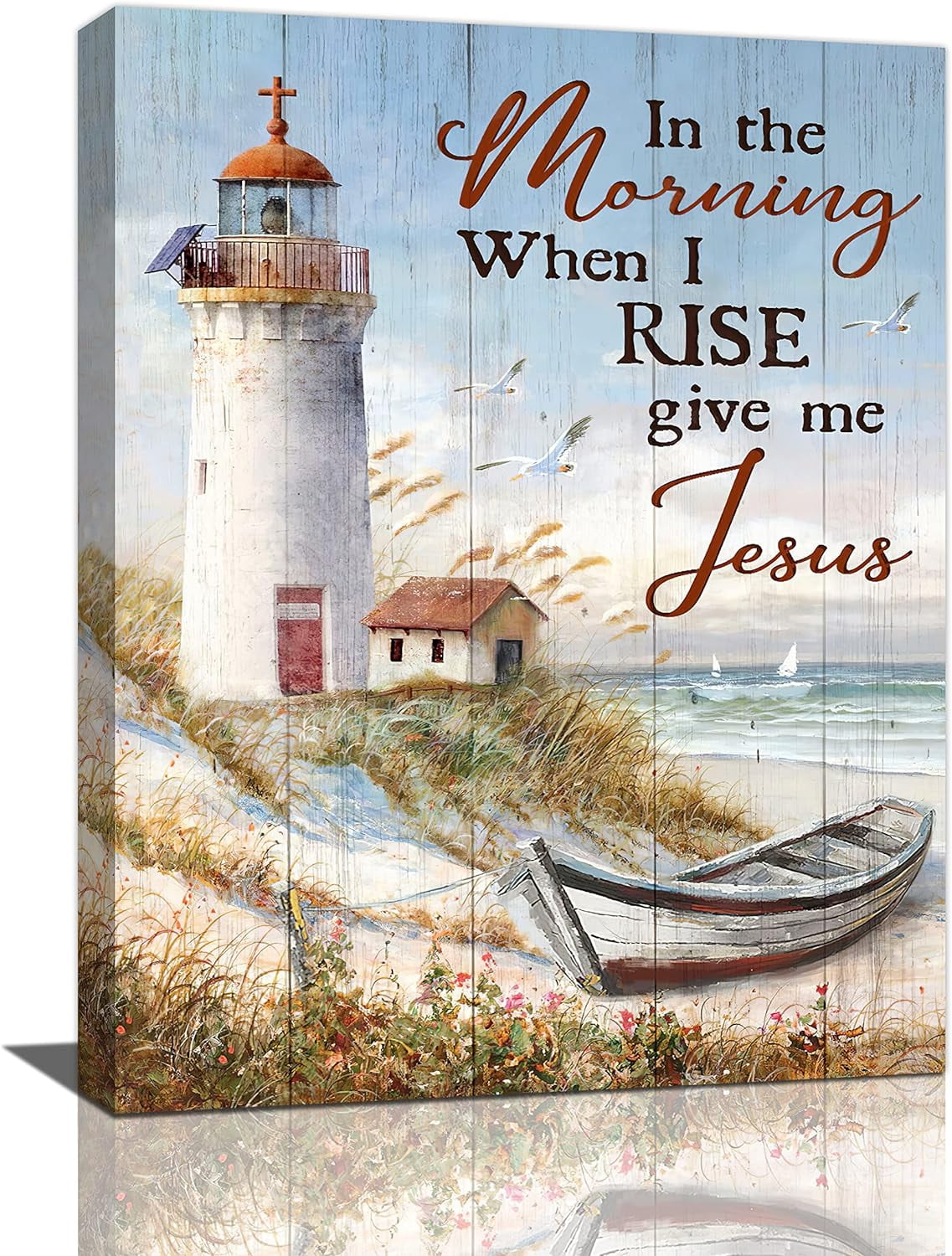 Lighthouse Wall Art Christian Jesus Beach Coast Scripture Pictures Wall ...