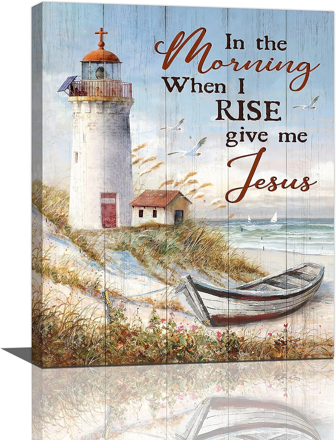 Lighthouse Wall Art Christian Jesus Beach Coast Scripture Pictures Wall ...