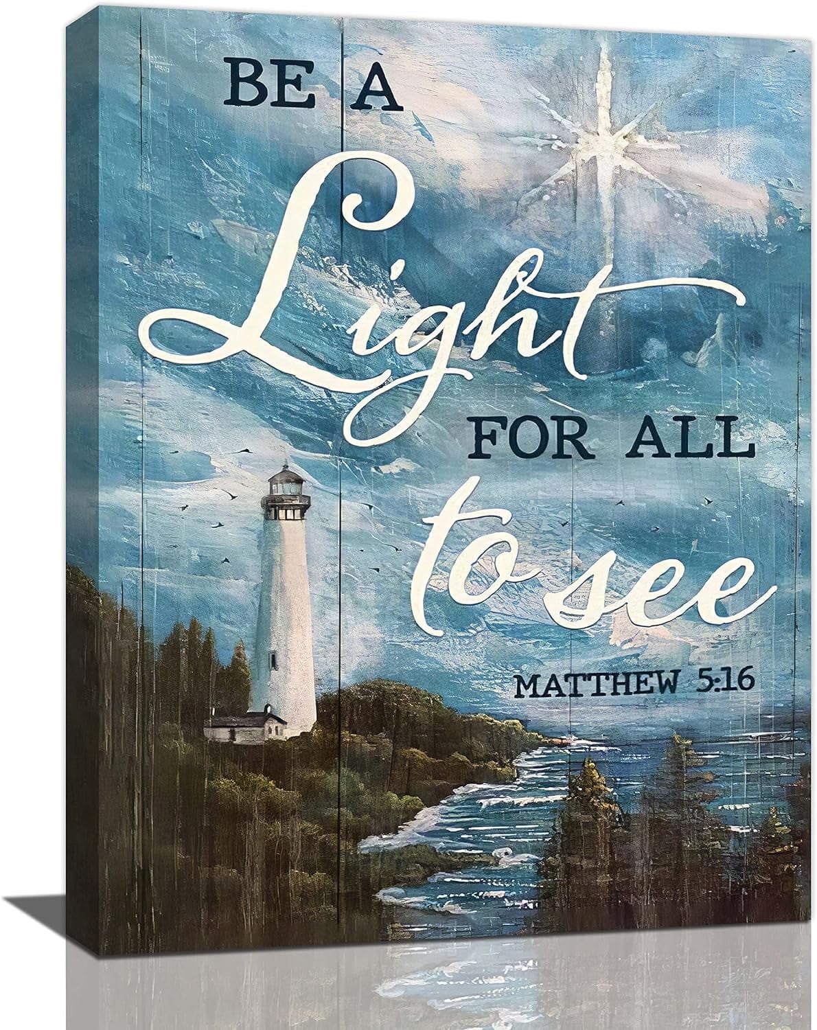 Lighthouse Wall Art Christian Nautical Wall Decor Ocean Coastal Bible ...