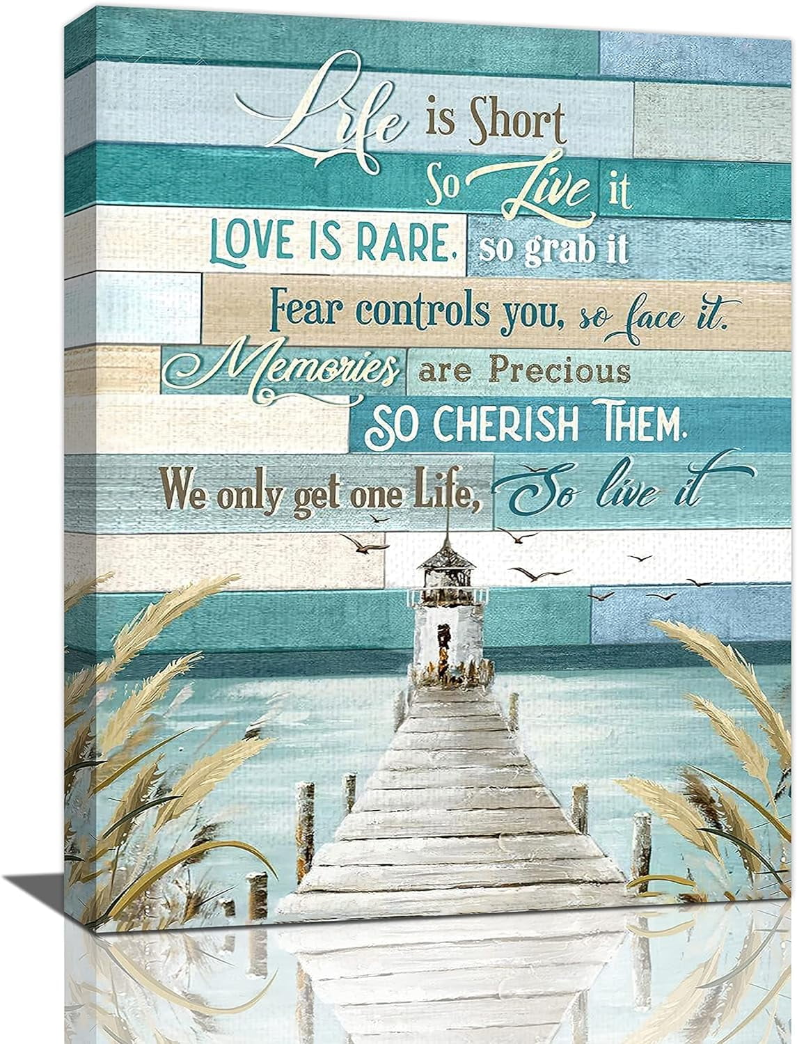 Lighthouse Wall Art Inspirational Life Quotes Wall Decor Nautical Theme ...