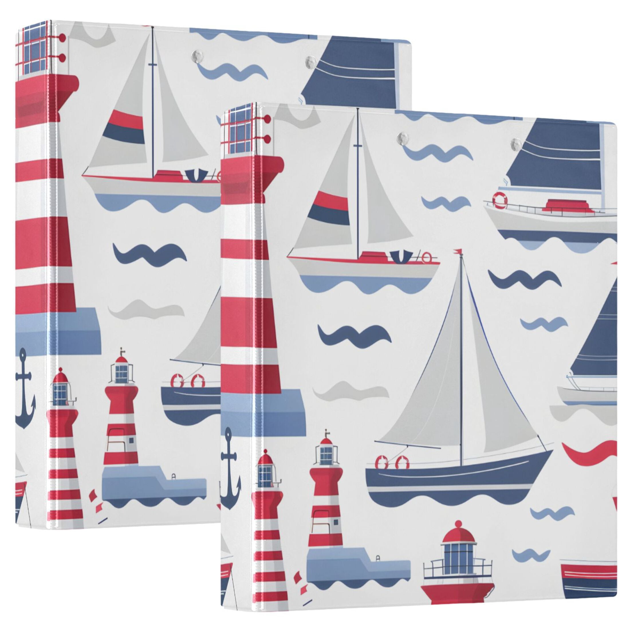 Lighthouse Wave Ship Hardcover 3 Ring Binder 1.5” Round Rings Letter ...