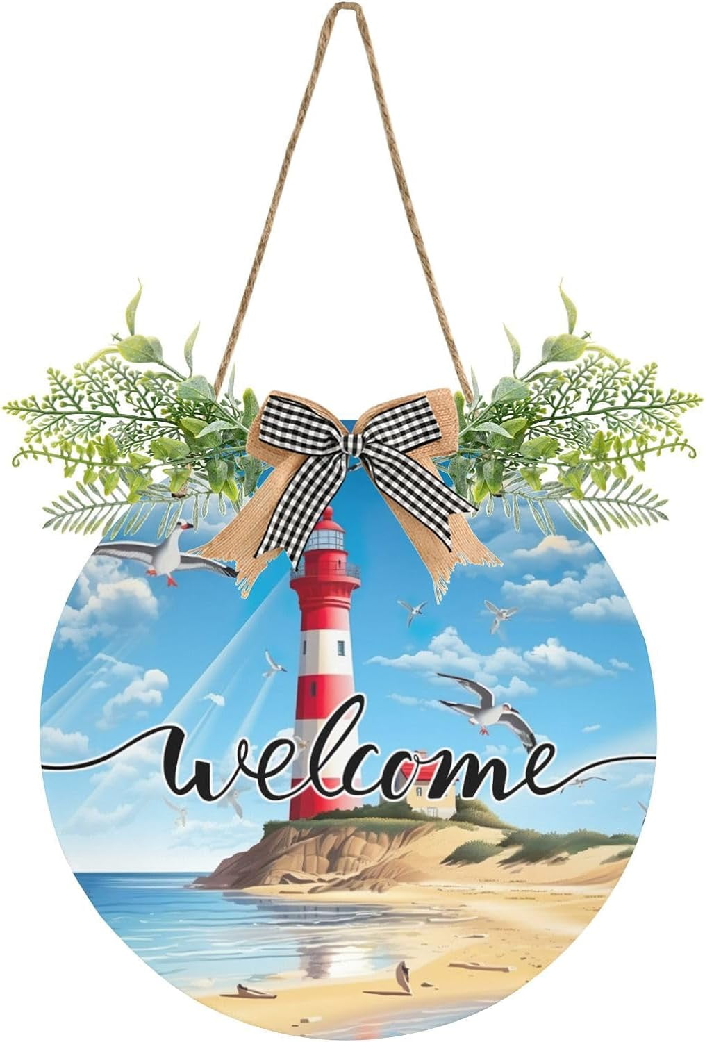 Lighthouse Welcome Sign Farmhouse Front Porch Door Hanging Welcome ...