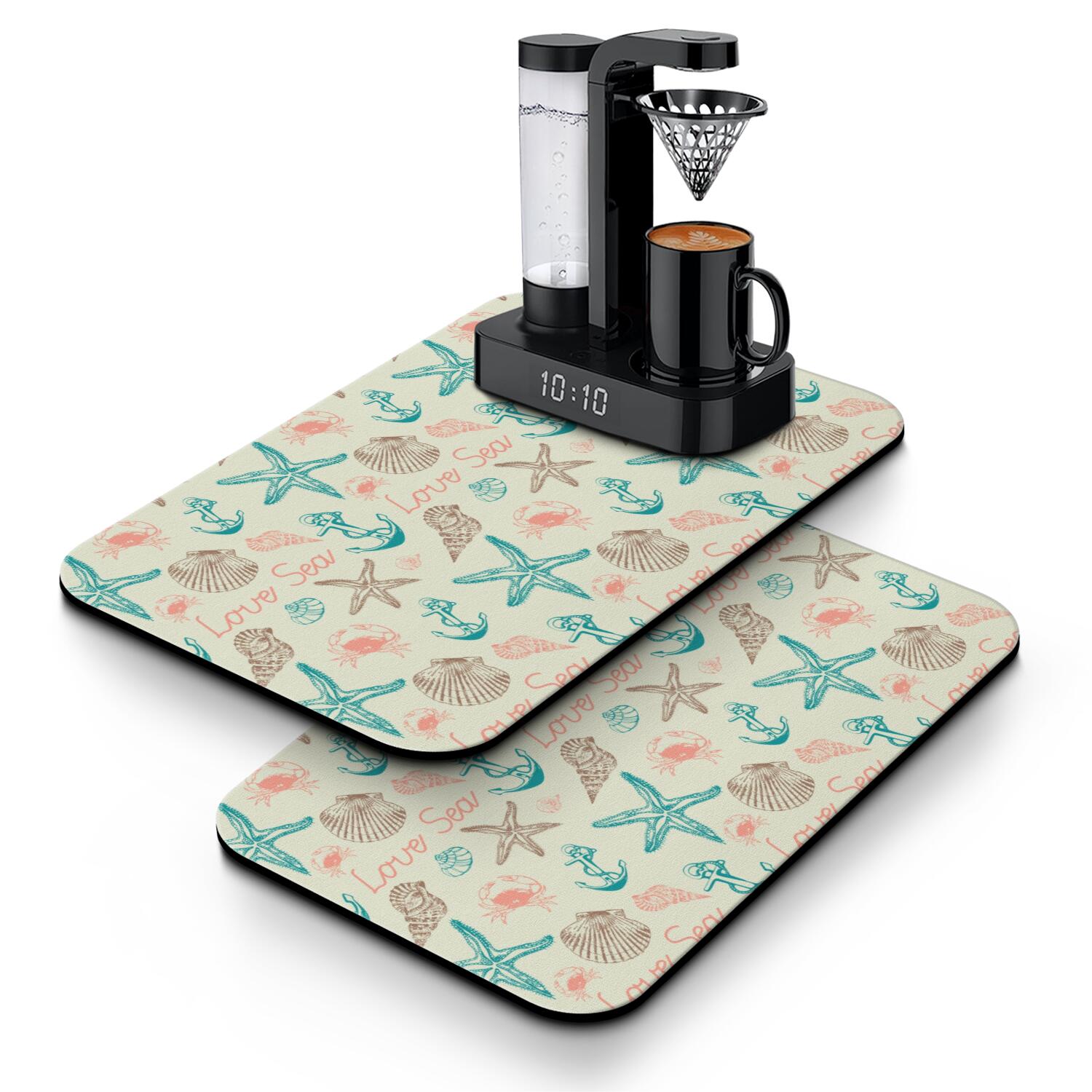 Lighthouse and Anchor Nautical Coffee Mat – Under Coffee Maker Mat with ...